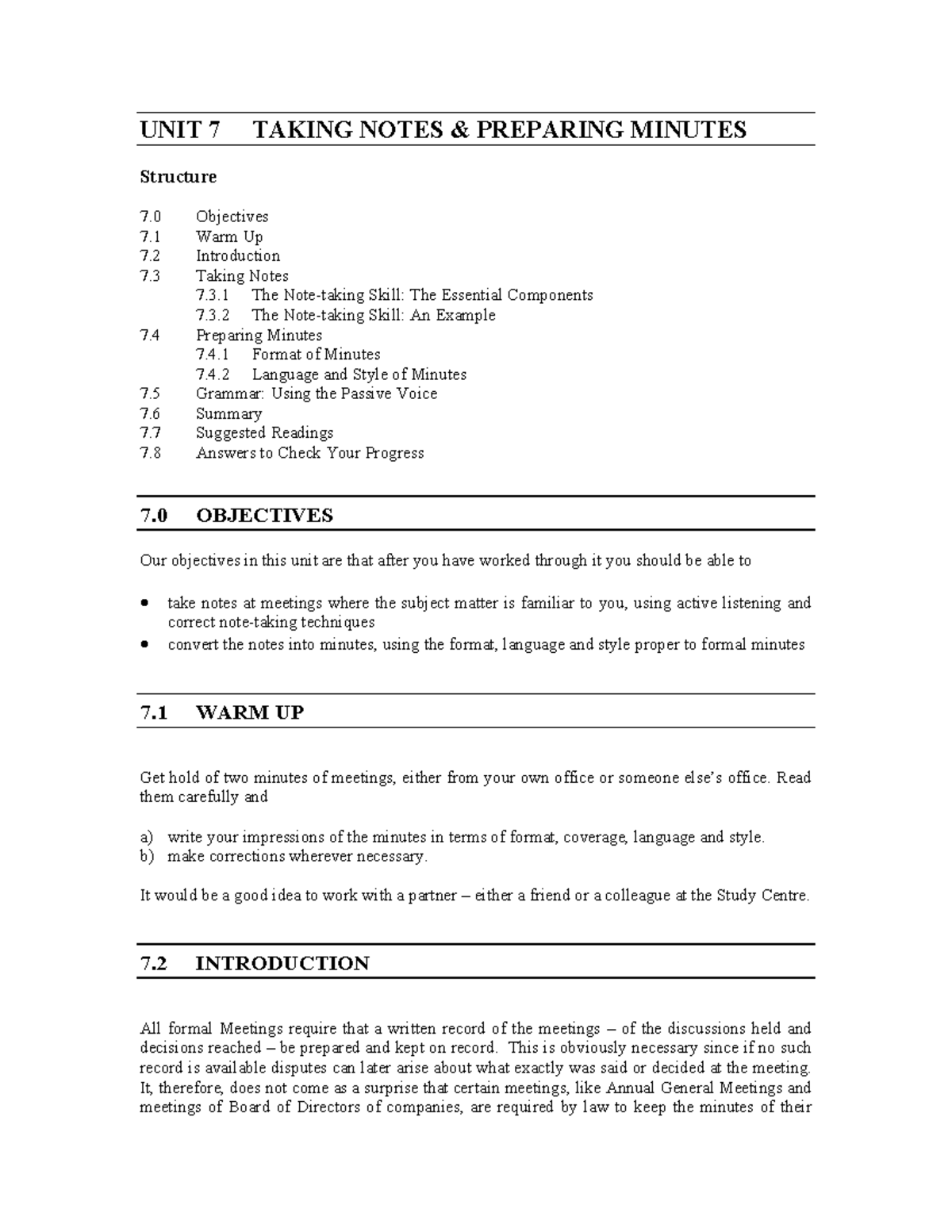 Block-1 MS-015 Unit-7 - IGNOU MCA - UNIT 7 TAKING NOTES & PREPARING ...