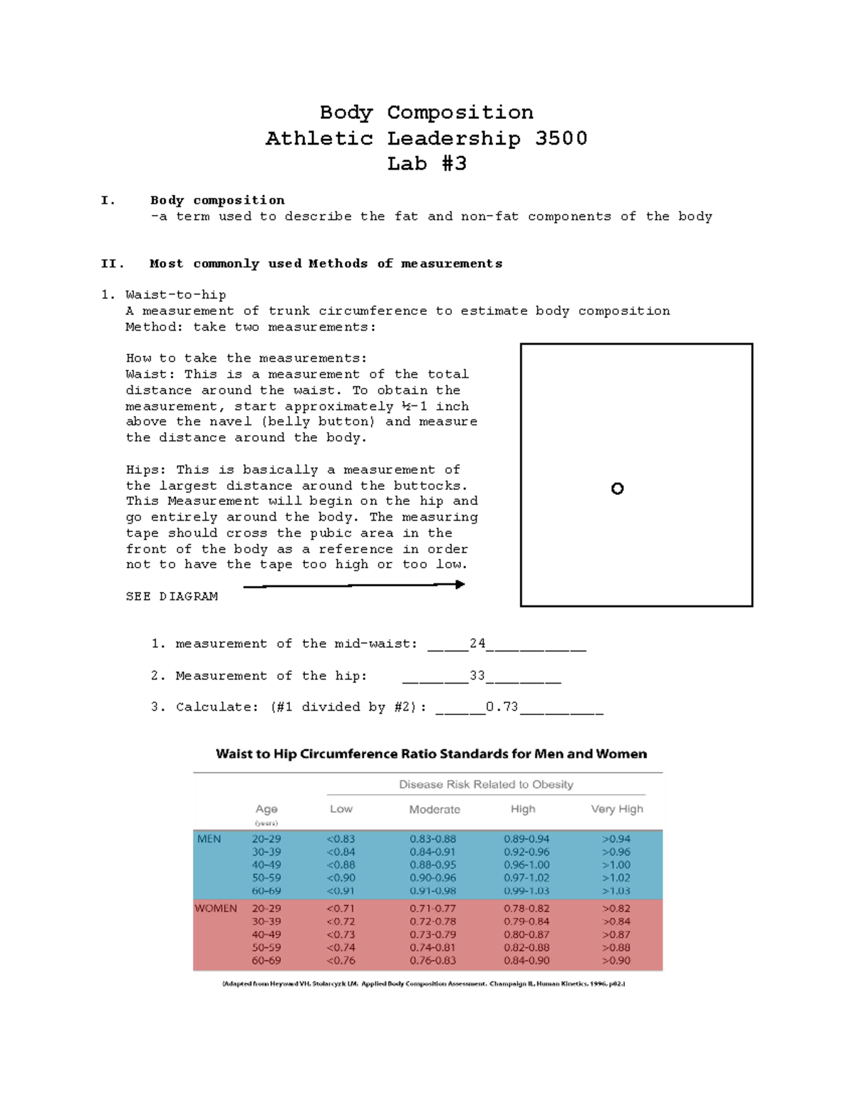 AL3500 Lab 3- This is the complete Lab 3. - Body Composition Athletic ...