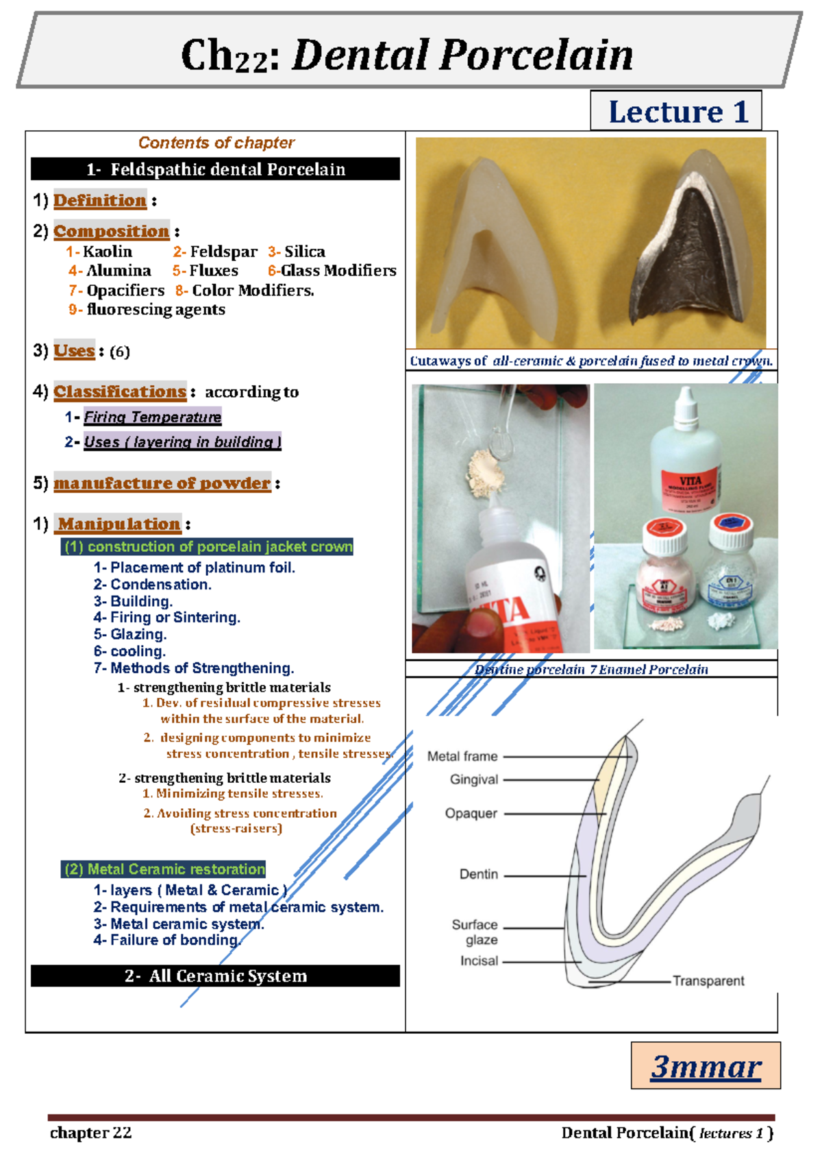 22 Dental Porcelain 1-2 - chapter 22 Dental Porcelain( lectures 1 ...