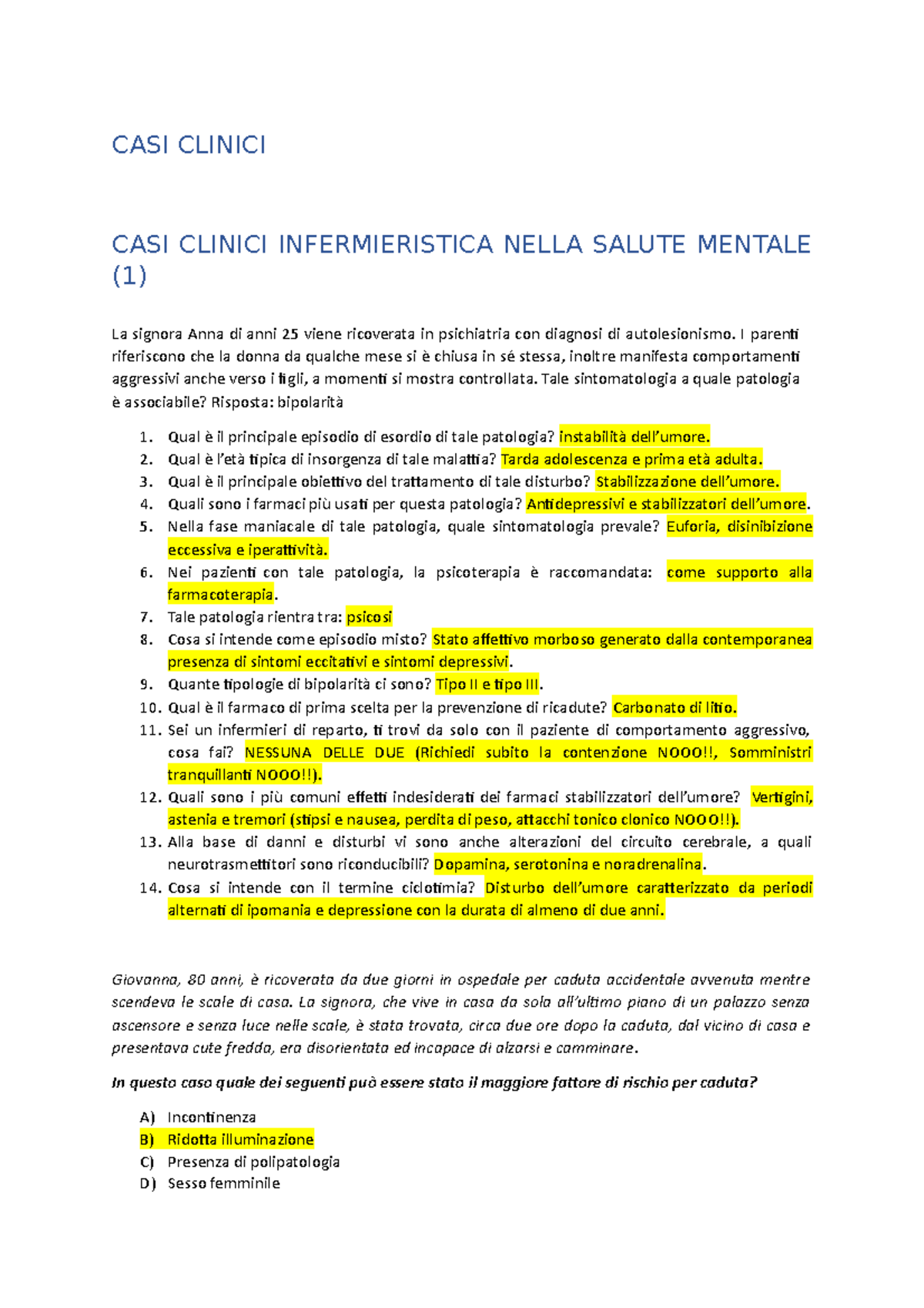 Casi clinici Infermieristica Geriatria - CASI CLINICI CASI CLINICI ...