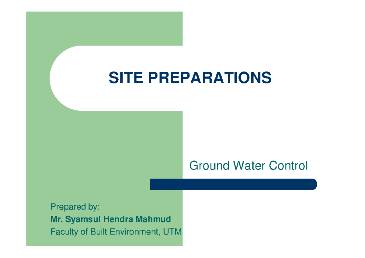 05 Ground Water Control [Compatibility Mode] - SITE PREPARATIONS Ground ...