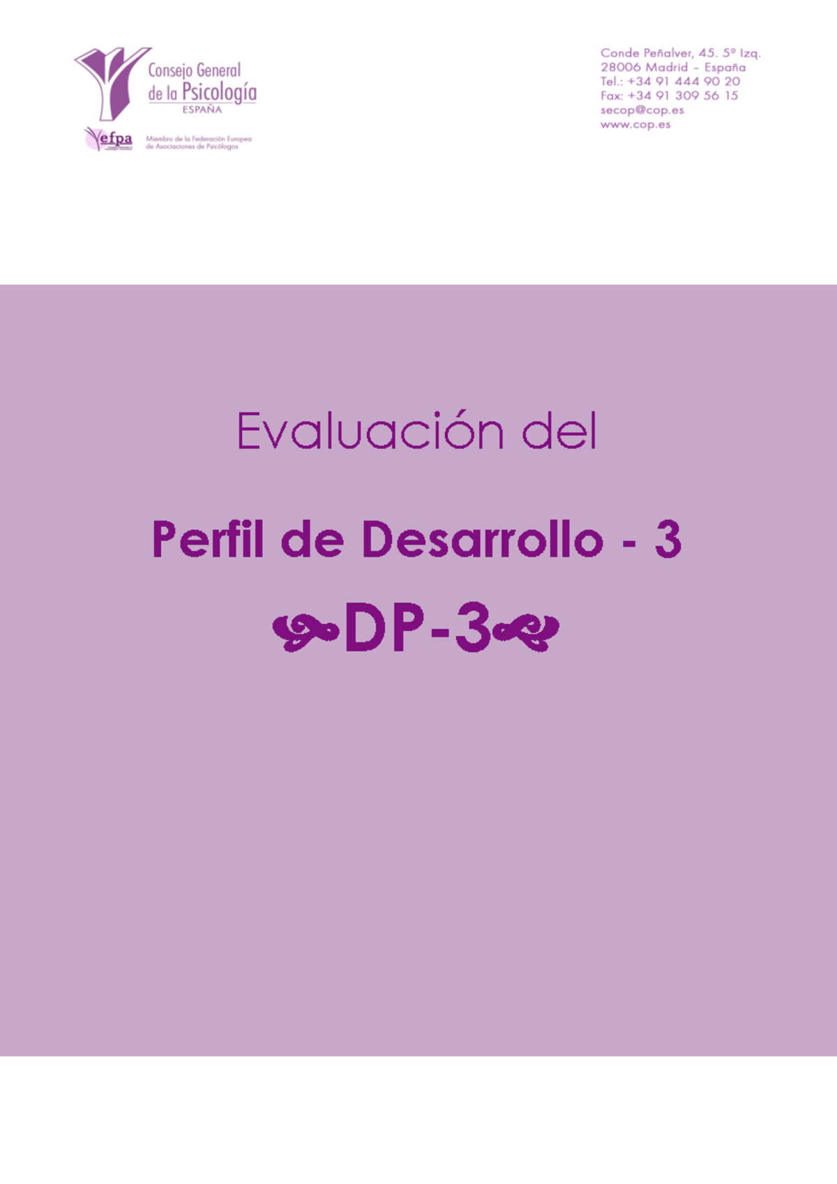 DP3 - Dp3 es un test - Evaluación del Perfil de Desarrollo - 3 DP-3 ...
