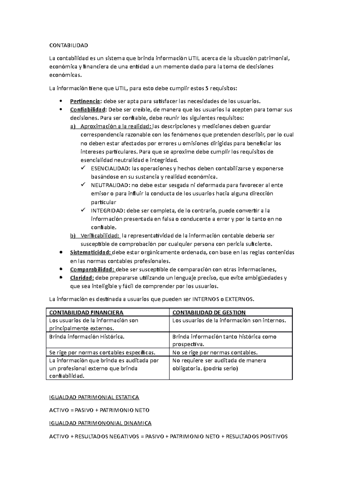 Resumen conta 1 - CONTABILIDAD La contabilidad es un sistema que brinda información UTIL acerca ...