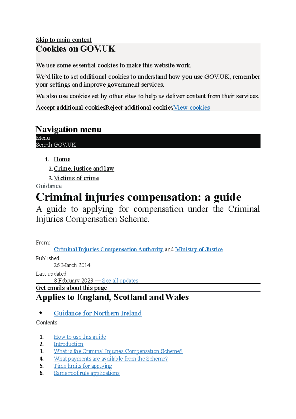 Criminal Injuries Compensation Scheme - Skip to main content Cookies on ...