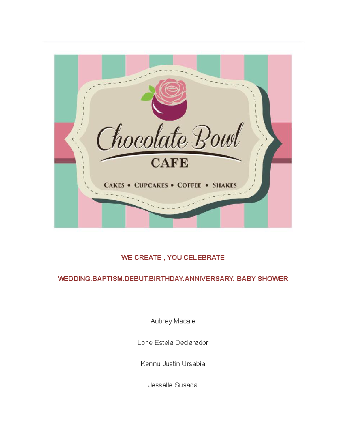 Business Plan Proposal - WE CREATE , YOU CELEBRATE WEDDING.BAPTISM ...