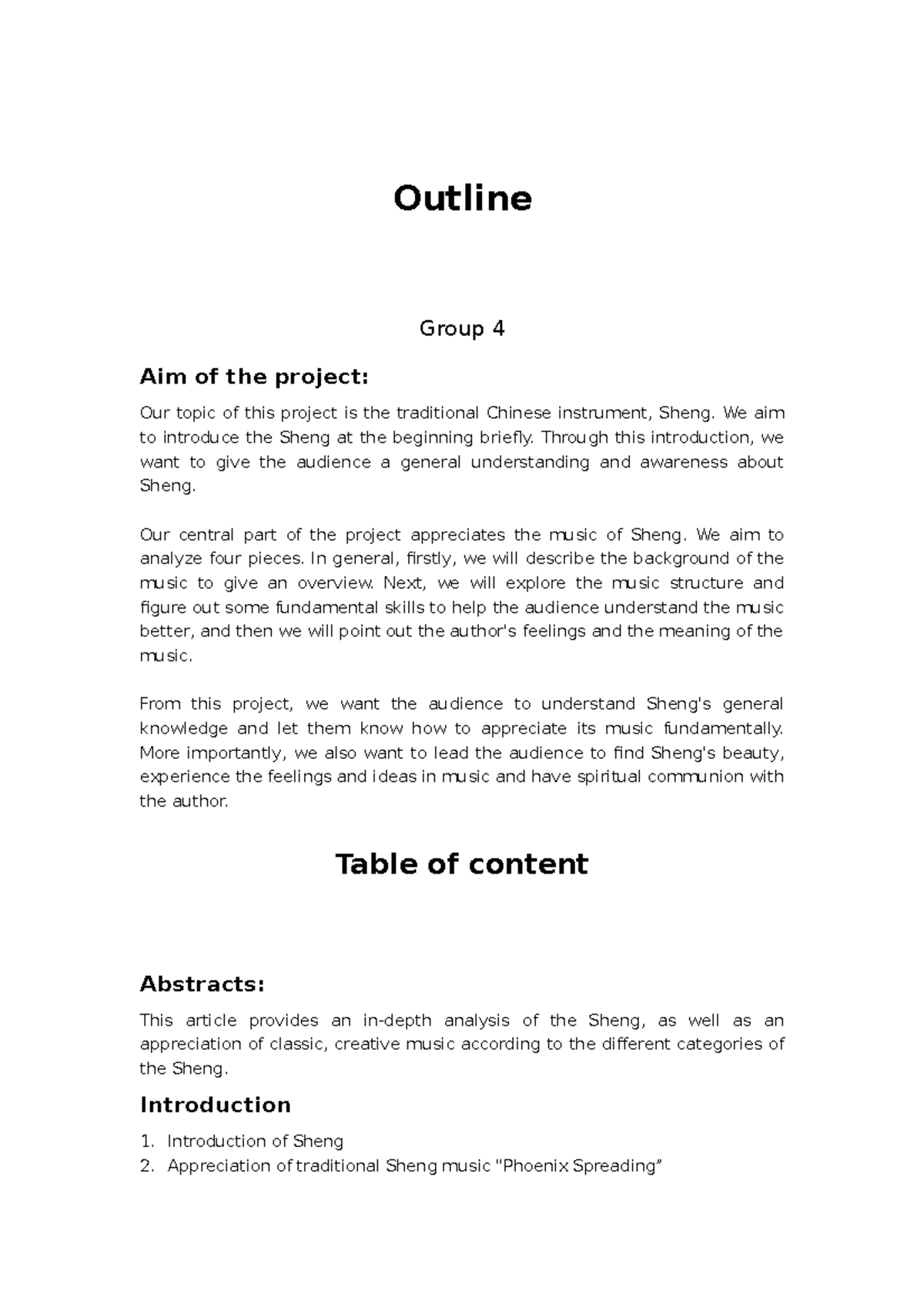 1105 Presentation Outline - Outline Group 4 Aim of the project: Our ...
