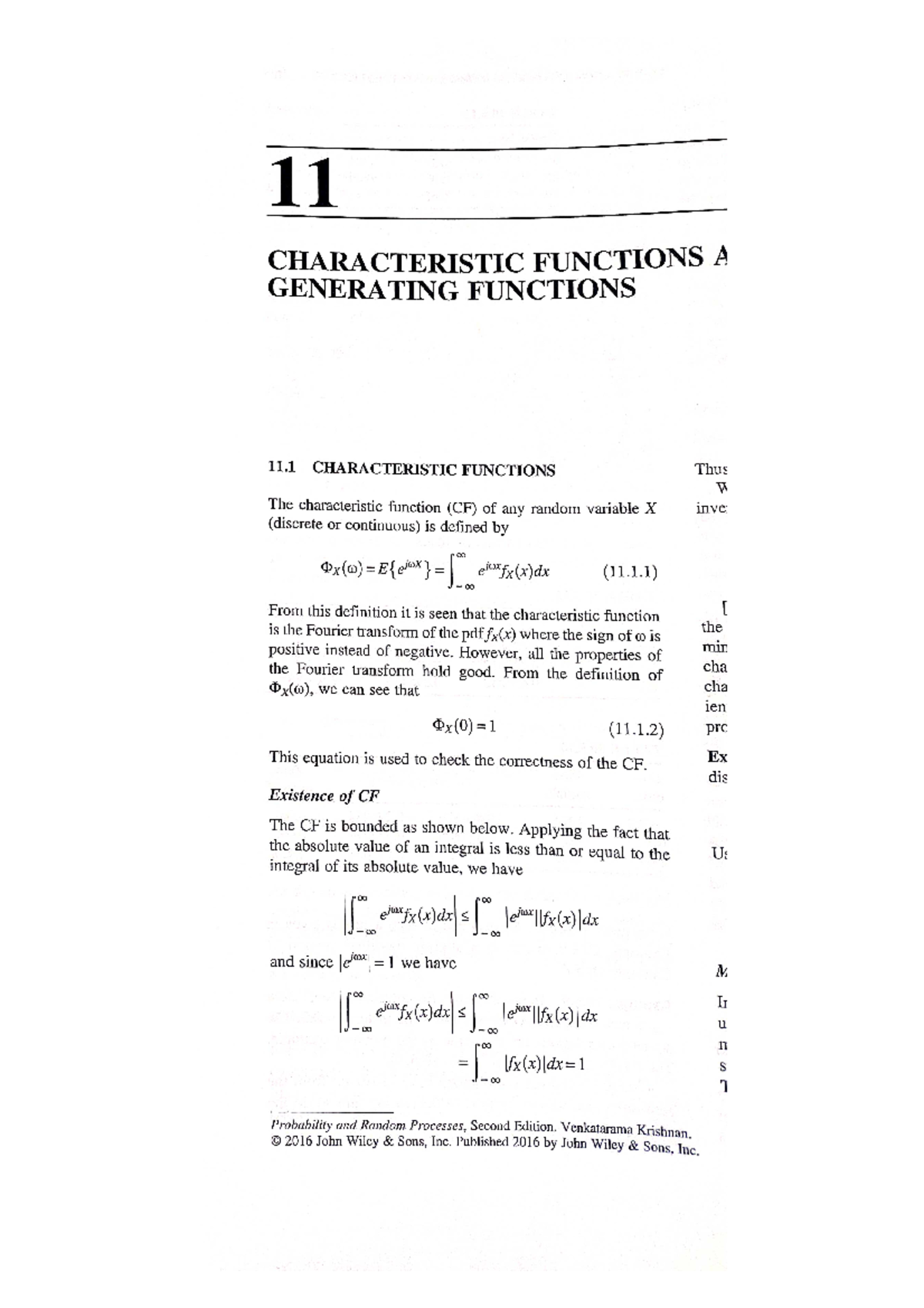 Generating fns - ... - 11 CHARACTERISTIC FUNCTIONS A GENERATING FUNCTIONS 11 CHARACTERISTIC ...