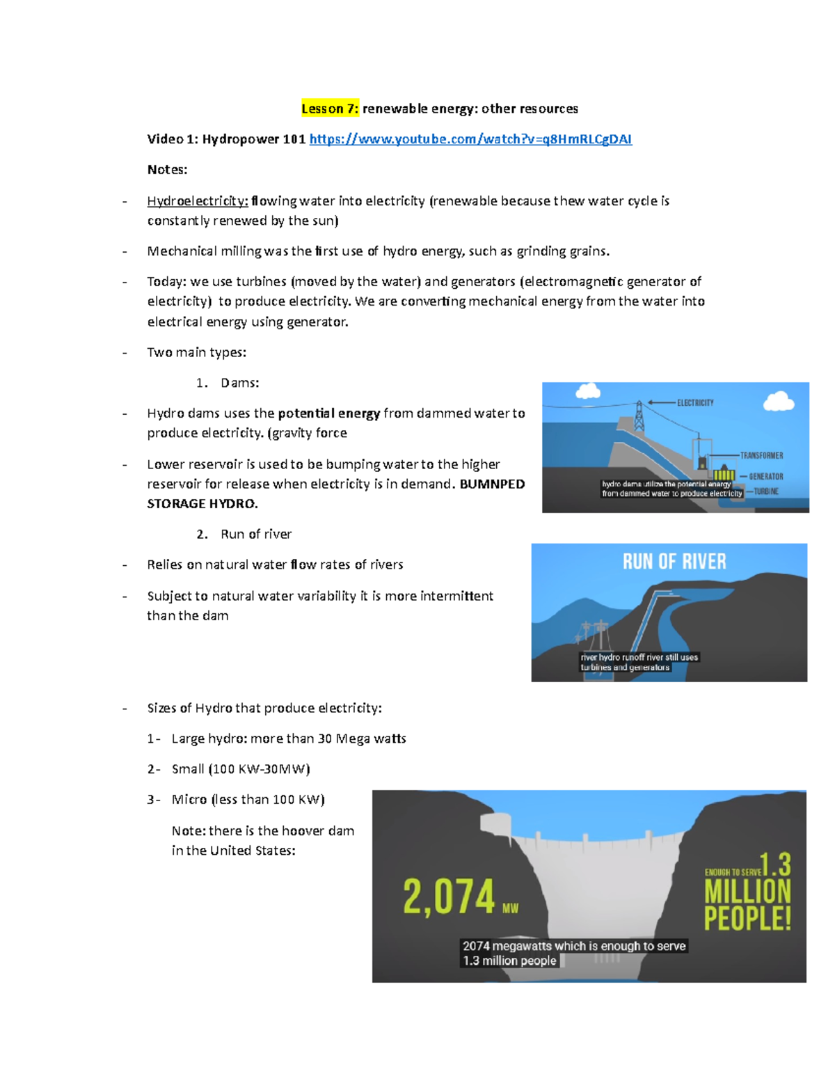 Lesson 7 and 8 - Lesson 7: renewable energy: other resources Video 1 ...