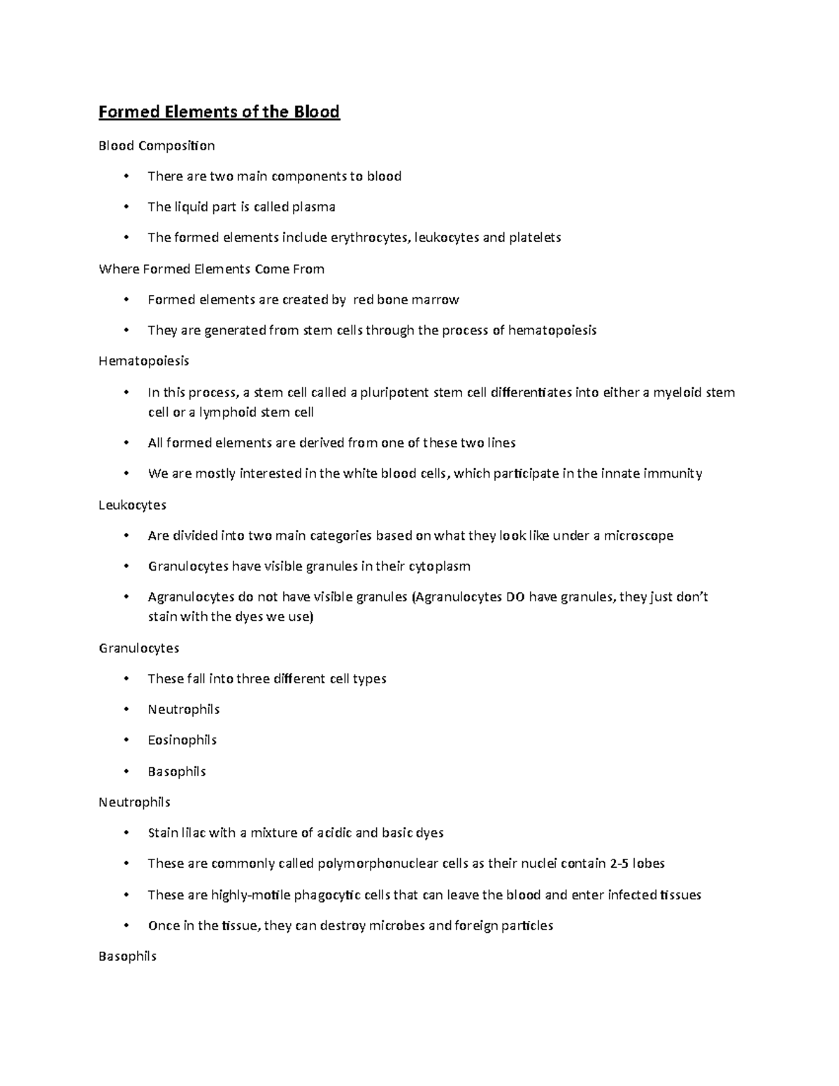 Formed Elements of the Blood-Complete - Formed Elements of the Blood ...