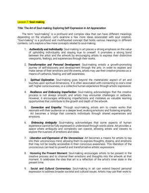 Lesson 8 Art Criticism - Lesson 8 Art Criticism It is significant to ...