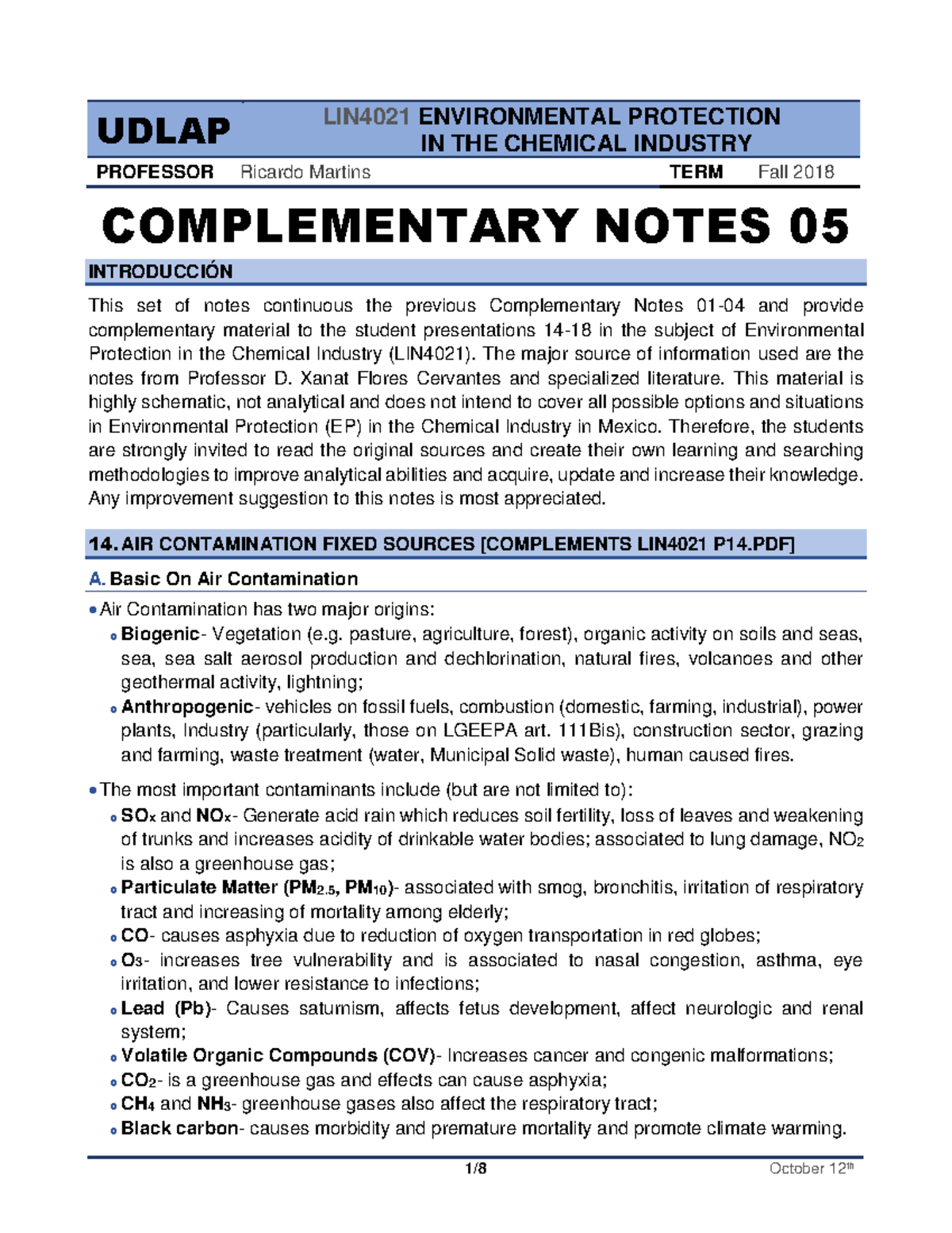LIN4021 Complementary Notes 05 - 1 / 8 October 12th COMPLEMENTARY NOTES ...