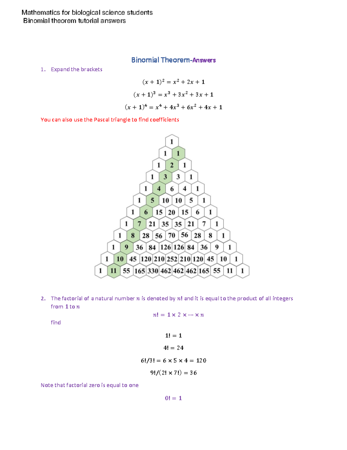 Binomial Theorom- Practice questions with Answers - Binomial Theorem ...