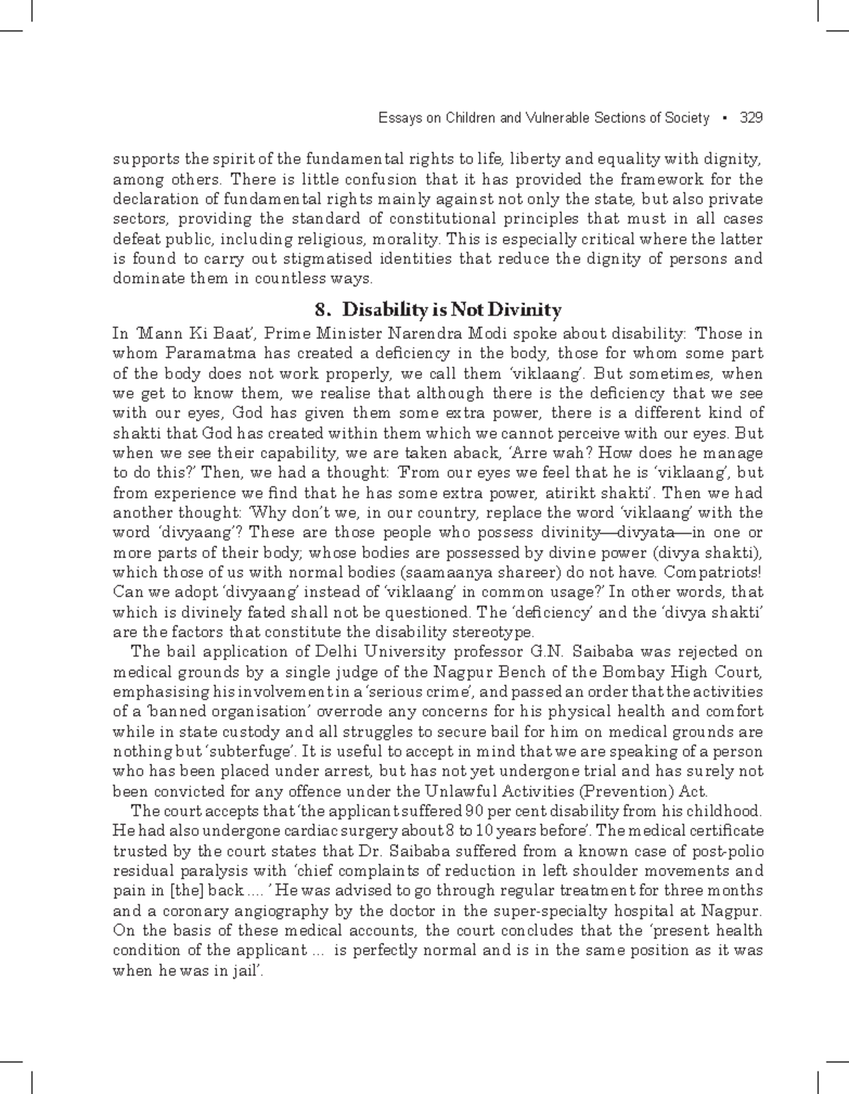 Disability is not divinity - Essays on Children and Vulnerable Sections ...