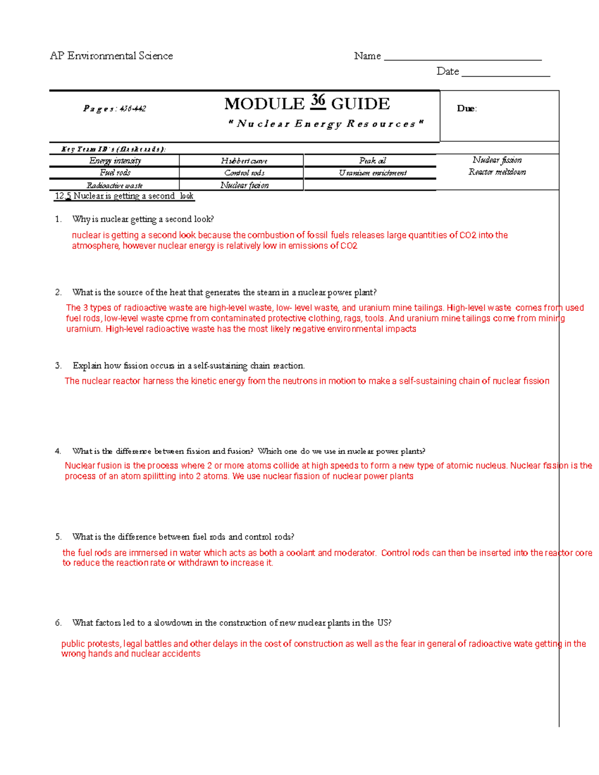 Kami Export Module 36 Reading Guide Ap Environmental Science Name