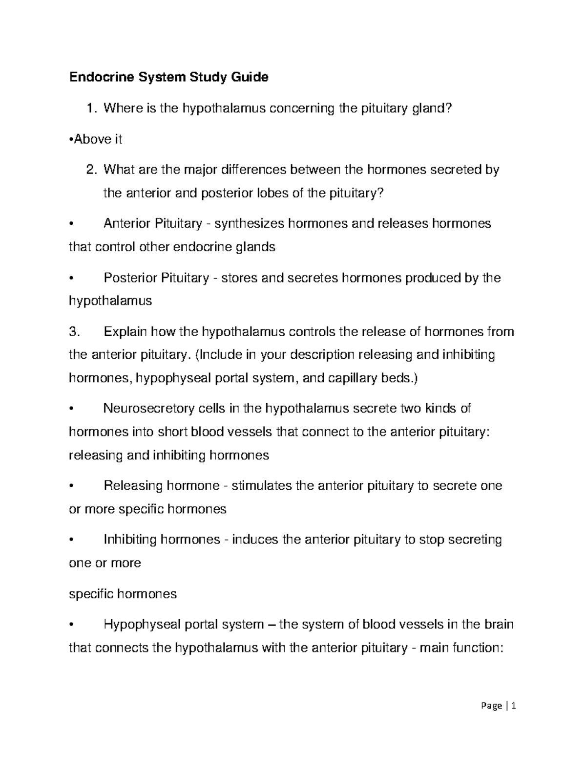 Endocrine System Study Guide - Endocrine System Study Guide Where is ...