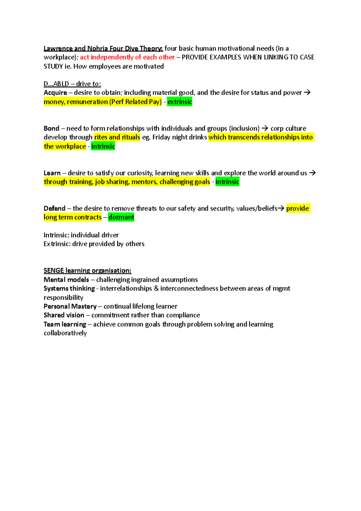 Lawrence and Nohria Four Dive Theory - How employees are motivated D ...