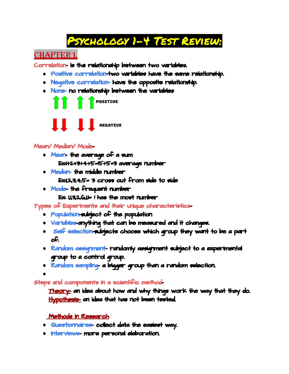 Psychology 1-4 Test Review - Psychology 1-4 Test Review: CHAPTER 1 ...