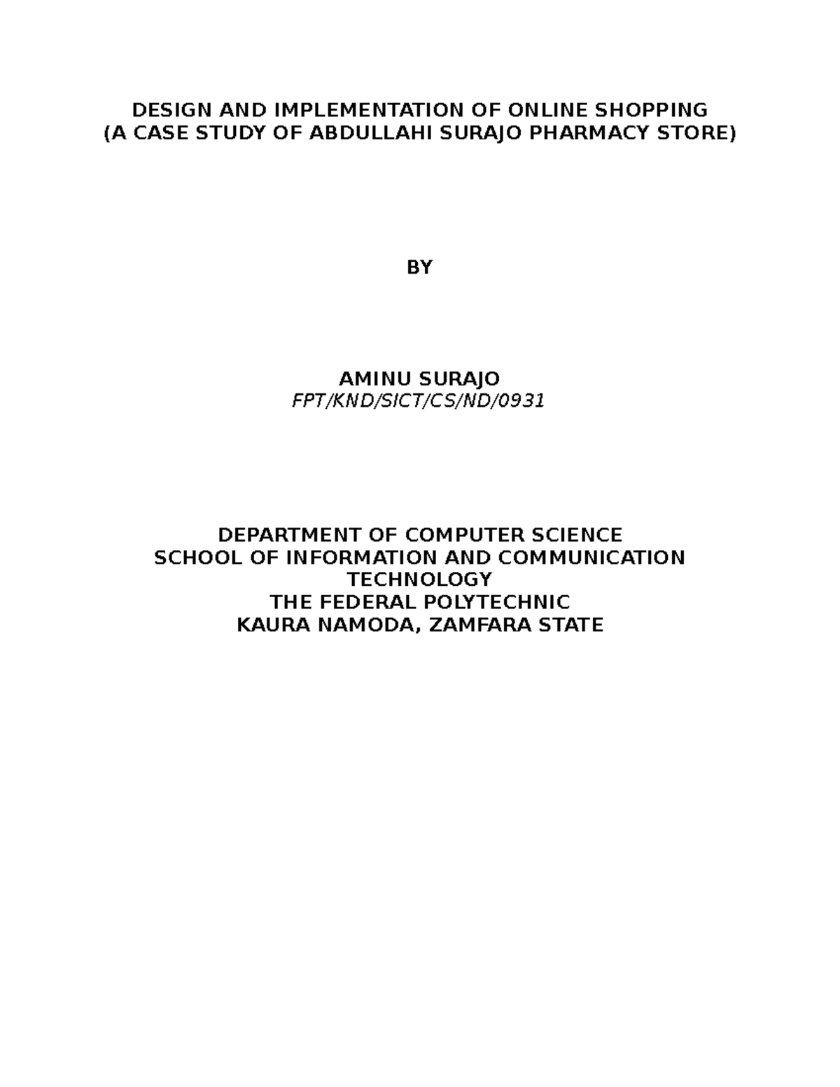 Aminu Surajo Online Shopping System - DESIGN AND IMPLEMENTATION OF ...