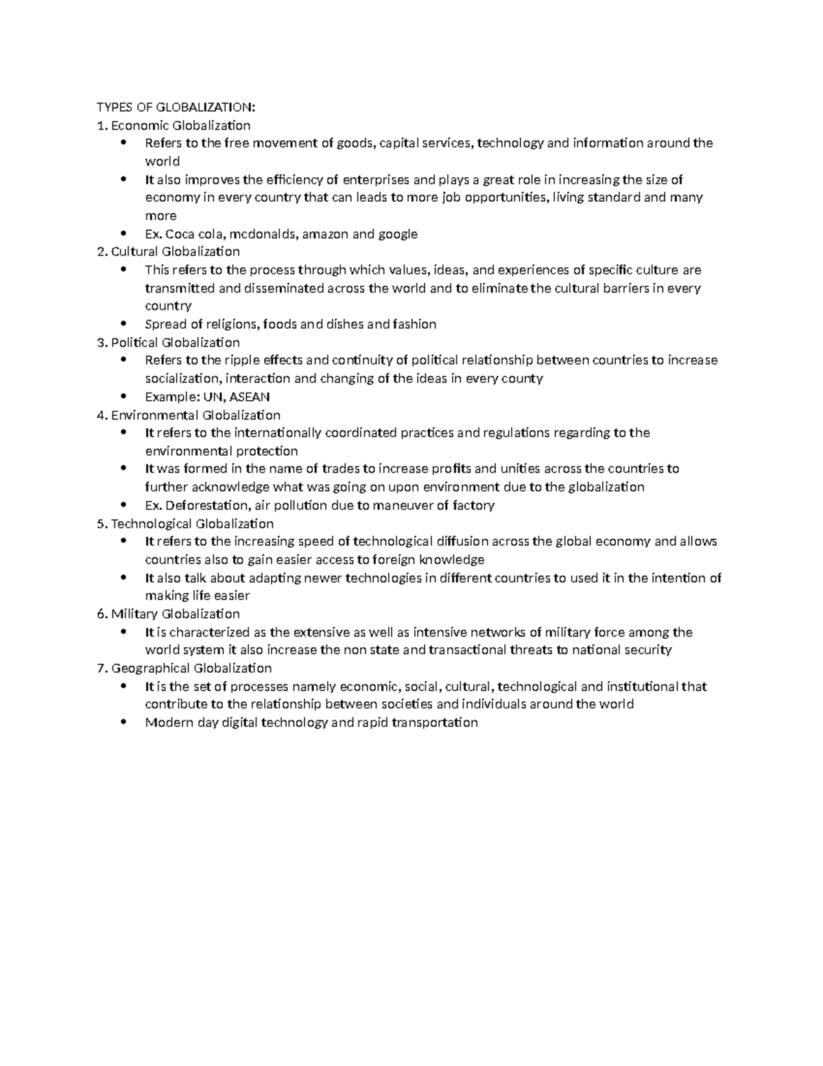 Types OF Globalization - TYPES OF GLOBALIZATION: Economic Globalization ...