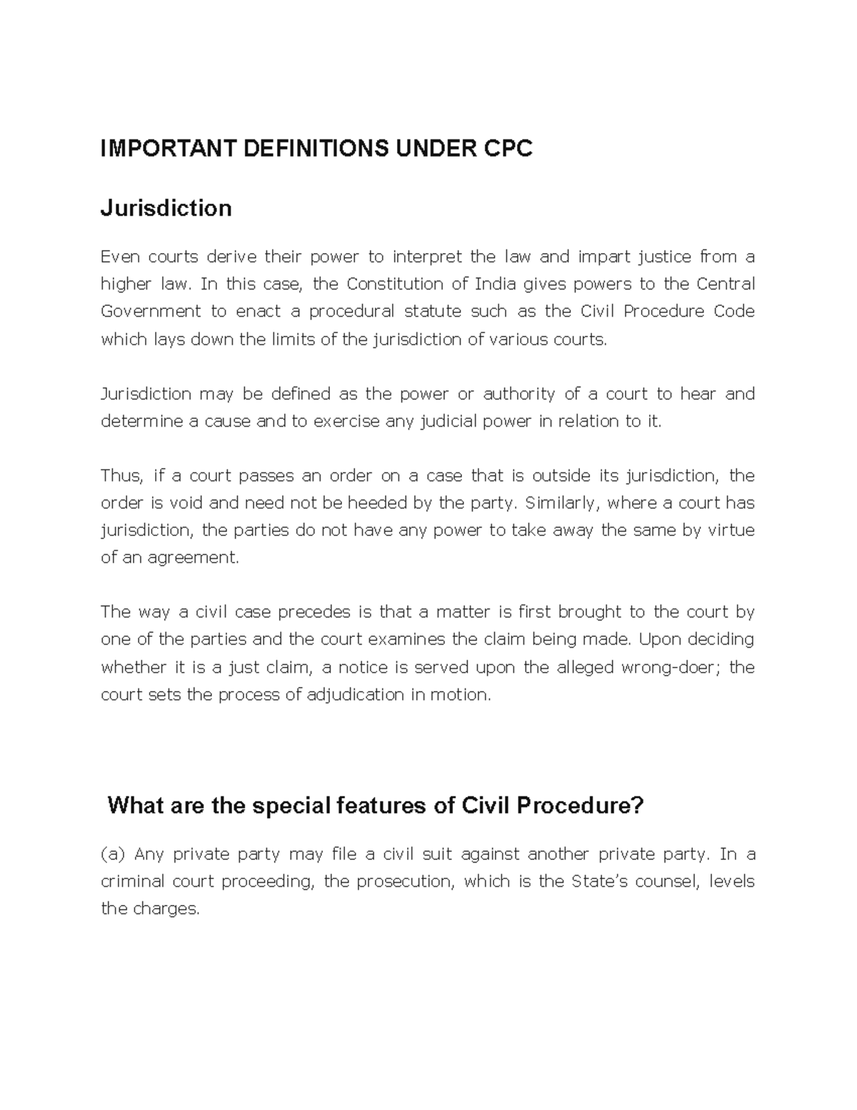 Important Definitions Under CPC - IMPORTANT DEFINITIONS UNDER CPC Jurisdiction Even courts ...