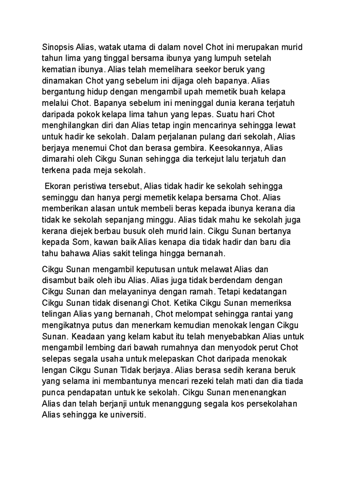 Sinipsis chot - ada - Sinopsis Alias, watak utama di dalam novel Chot ...