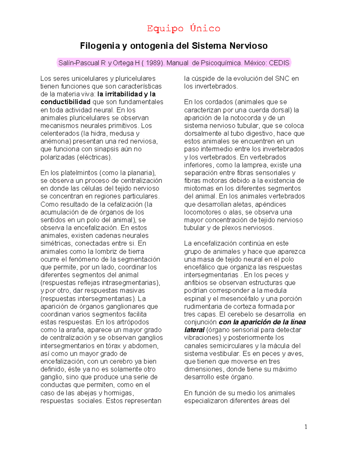 2 1 Filogenia y ontogenia del sistema nervioso - Filogenia y ontogenia ...