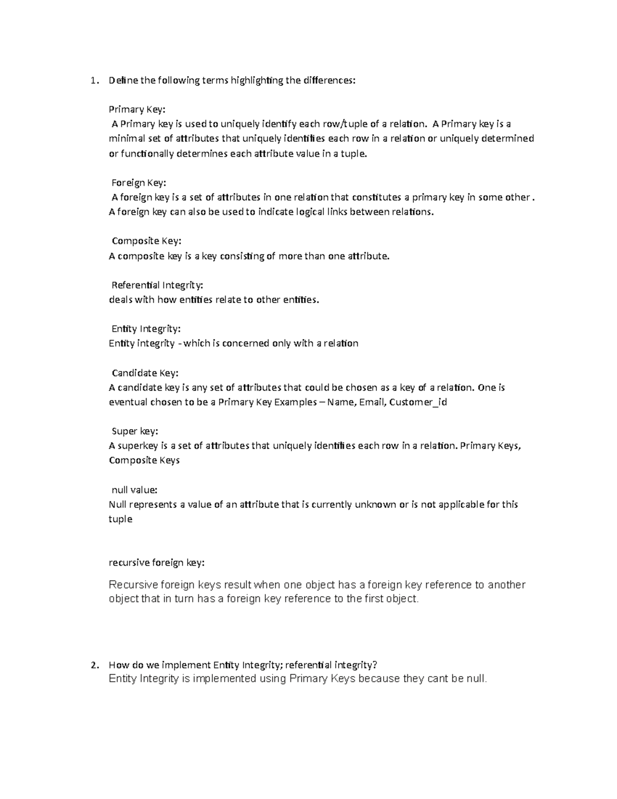 Tutorial 4 - Define the following terms highlighting the differences ...