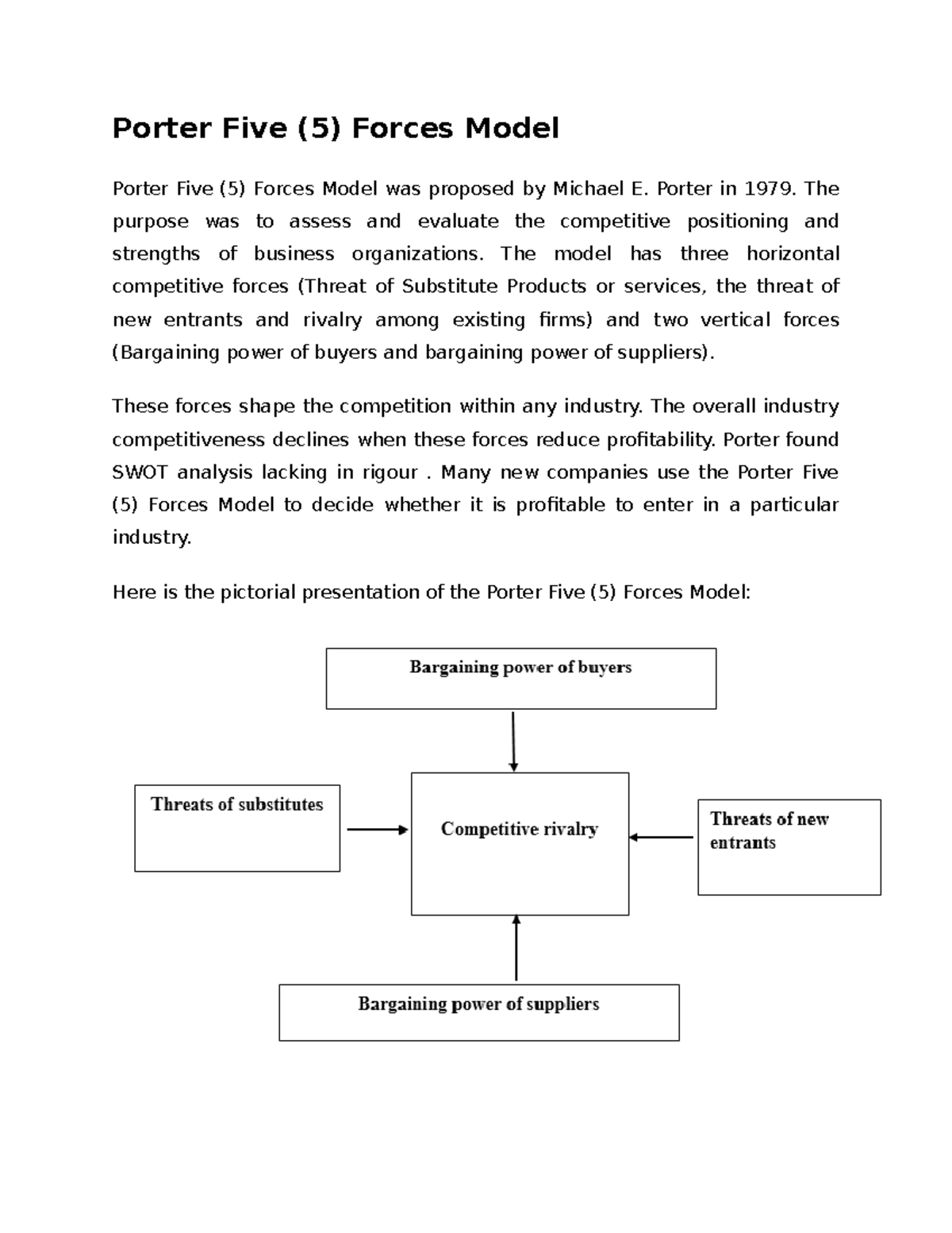 Porter Five - Porter in 1979. The purpose was to assess and evaluate ...