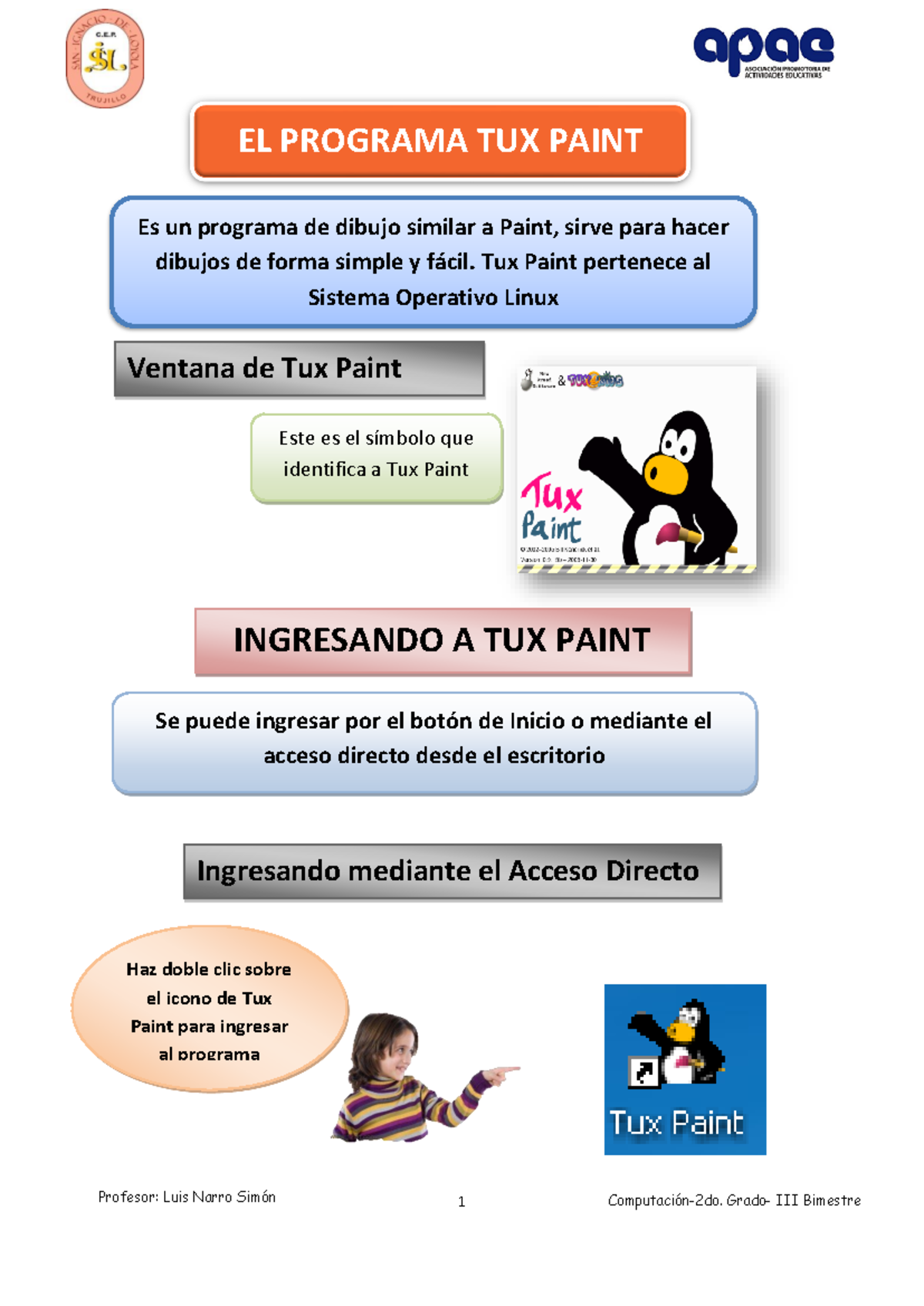 2DO. Grado III Bimestre - EL PROGRAMA TUX PAINT ####### Es un programa de dibujo similar a Paint ...