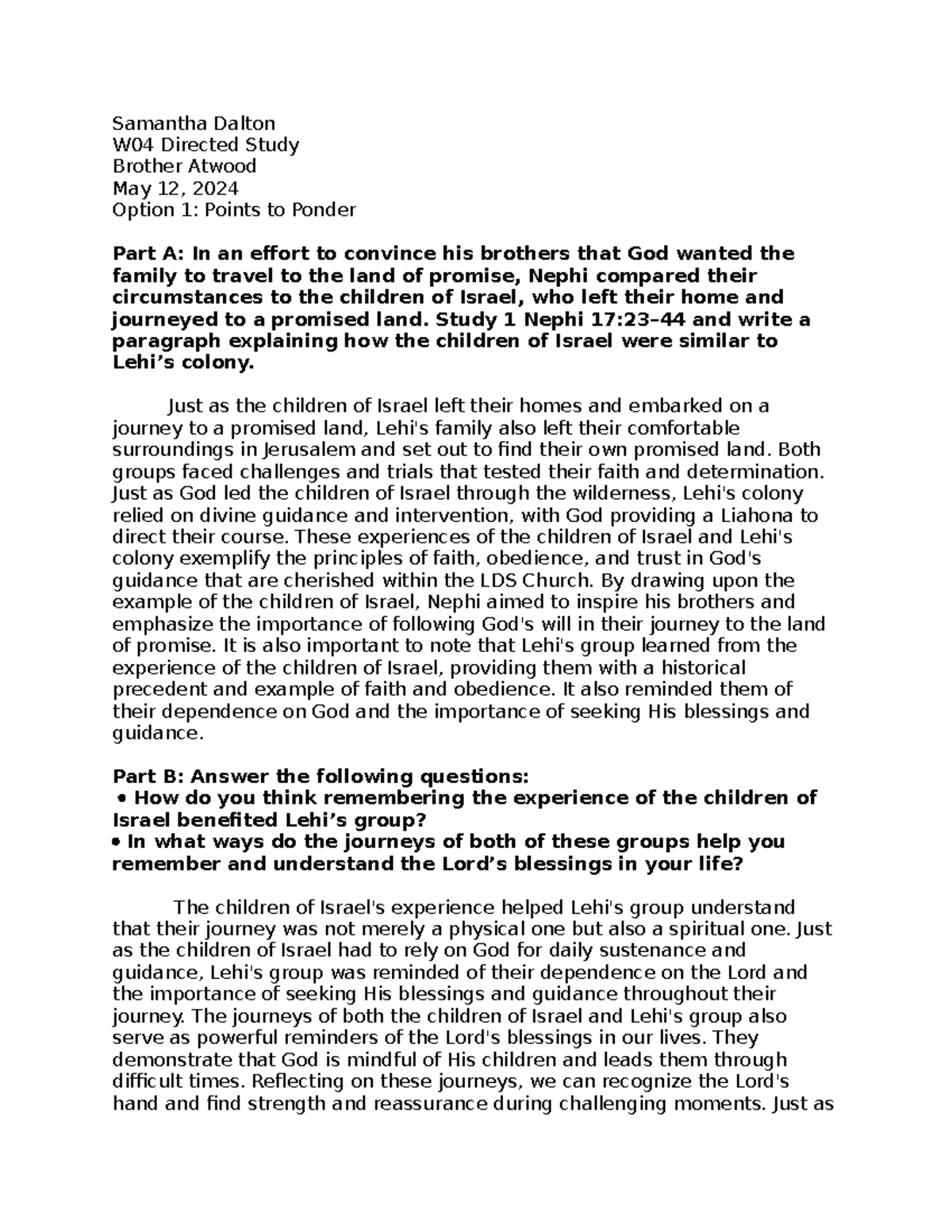 W04 Directed Study - Samantha Dalton W04 Directed Study Brother Atwood ...