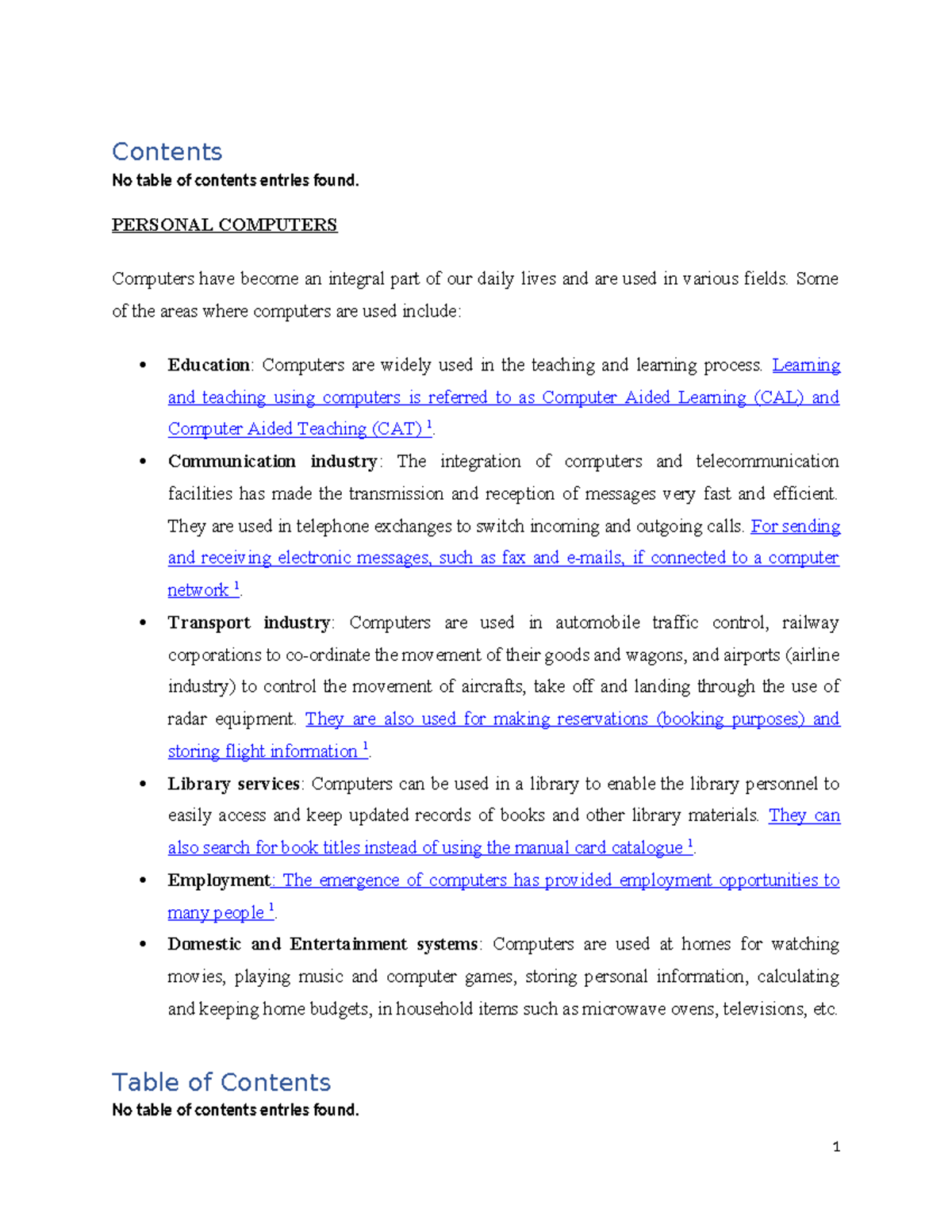 Computer Categories - GREAT - Contents No table of contents entries ...