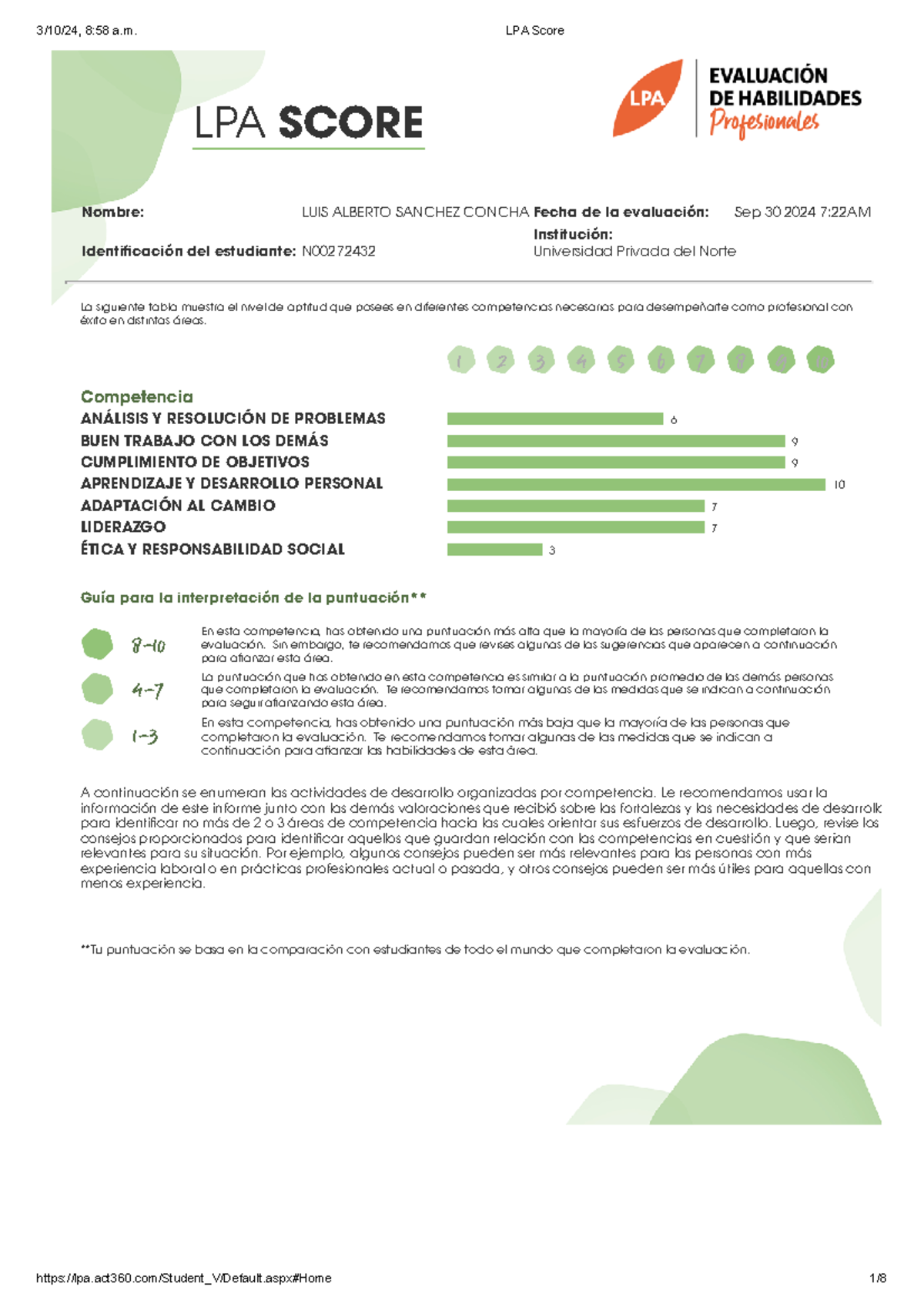 EPP2 PPP Sanchezconchaluisalberto - LPA SCORE Nombre: LUIS ALBERTO ...