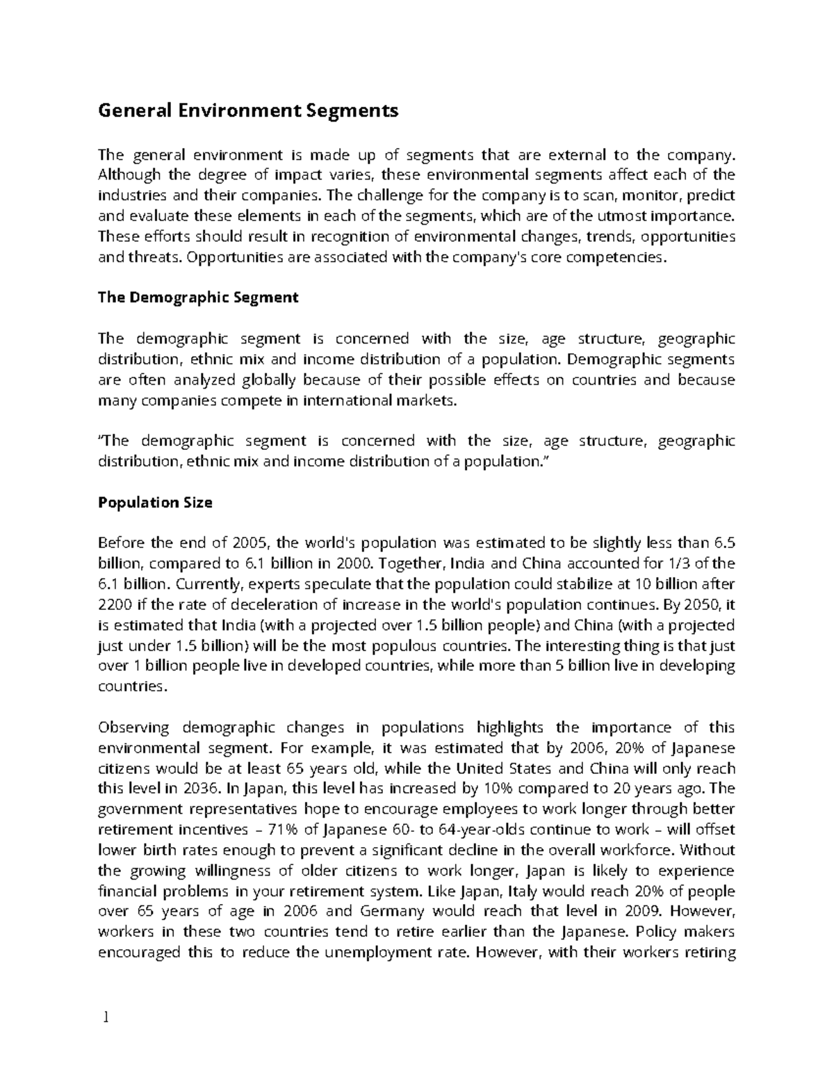 Segments of the General Environment. - General Environment Segments The ...