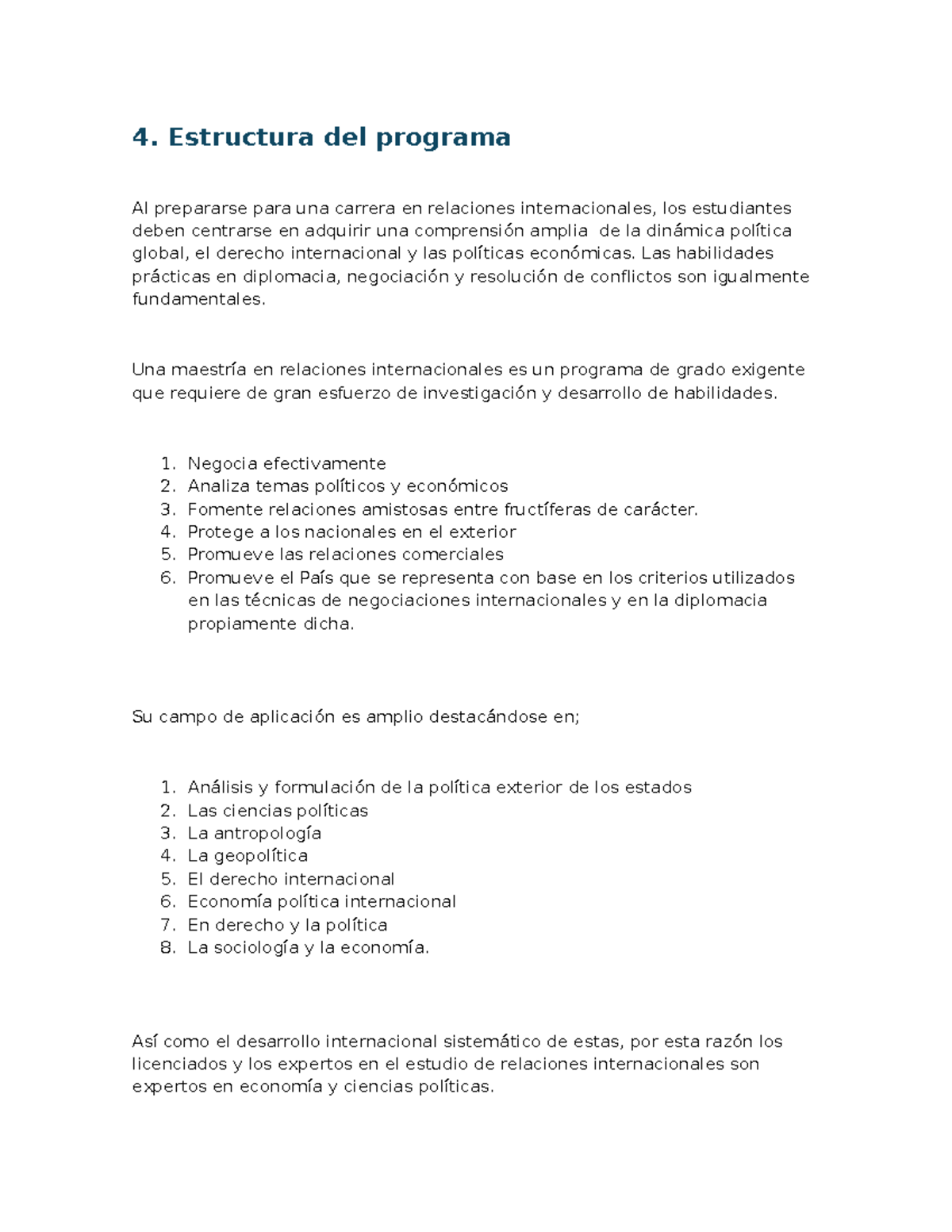 Documento (16) Estructura del programa (master en relaciones internacionales) - 4. Estructura ...