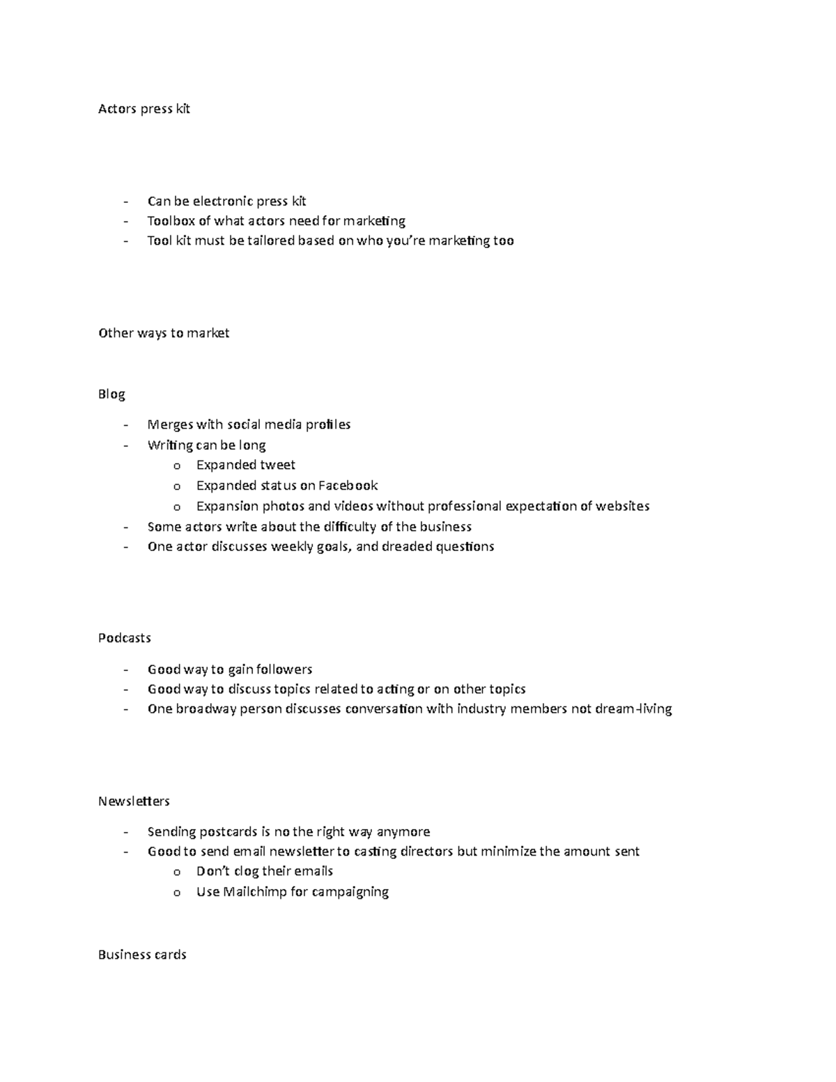 Actors press kit - Actors press kit Can be electronic press kit Toolbox ...