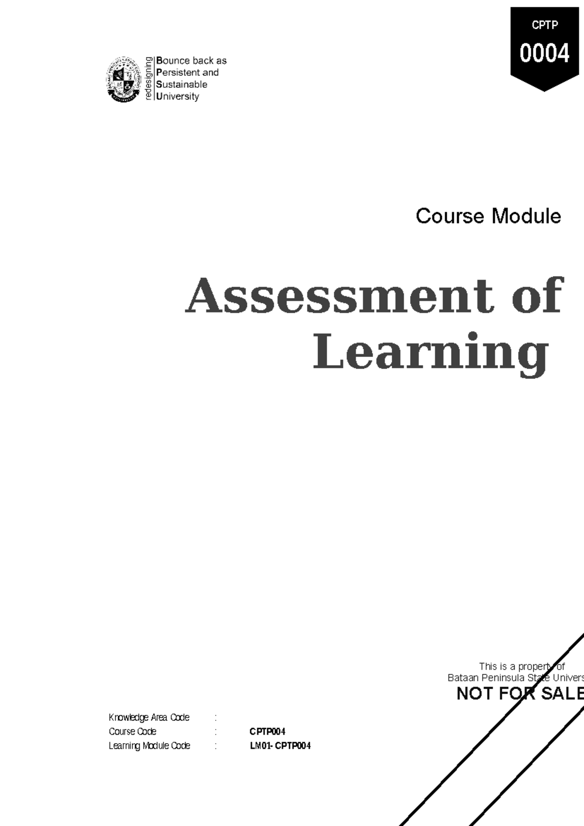 Bhella Laygo - Assessment of Learning - Course Module Assessment of ...