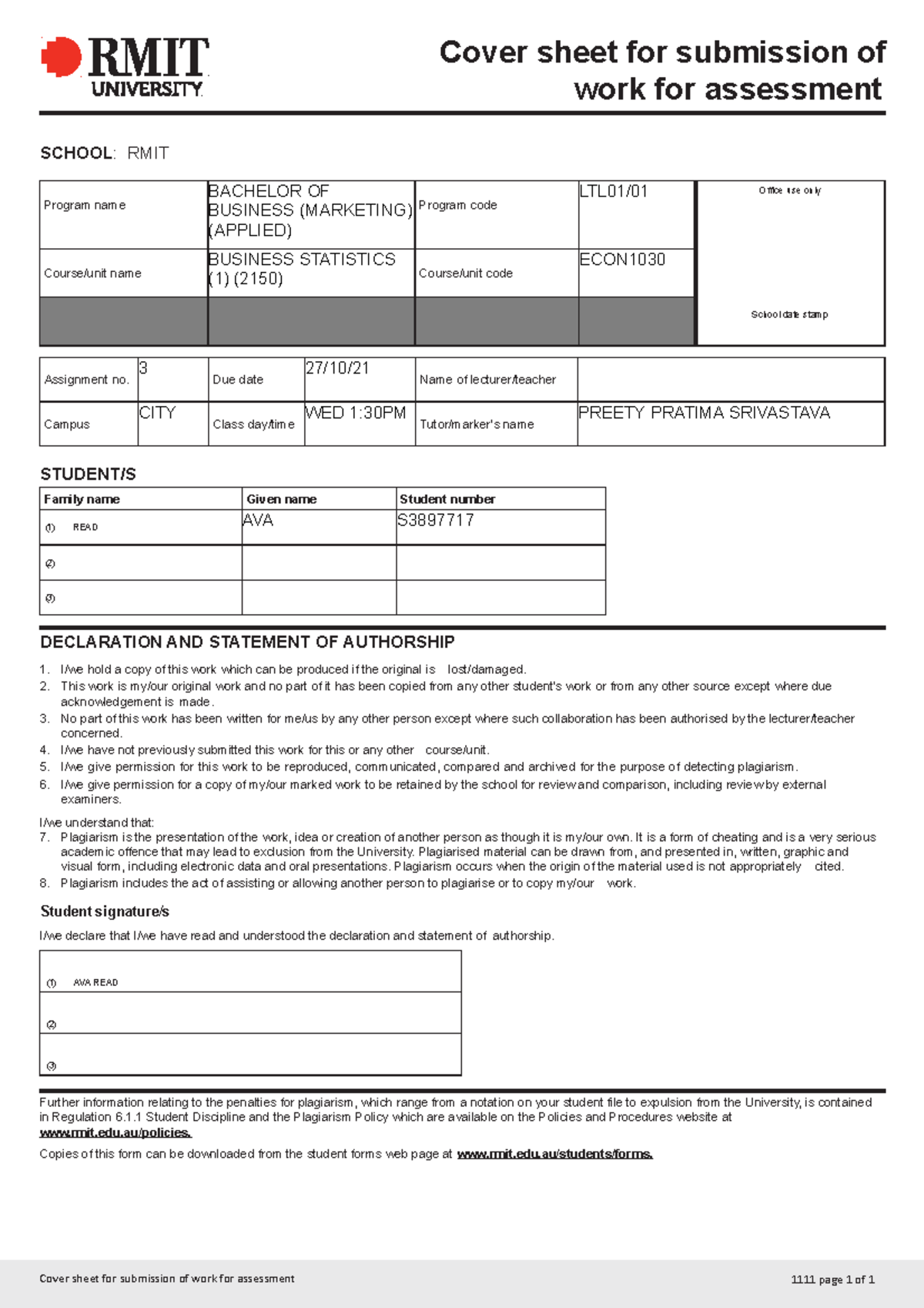 BS 3 Coversheet - work from 2021, which will enrich your work and make ...