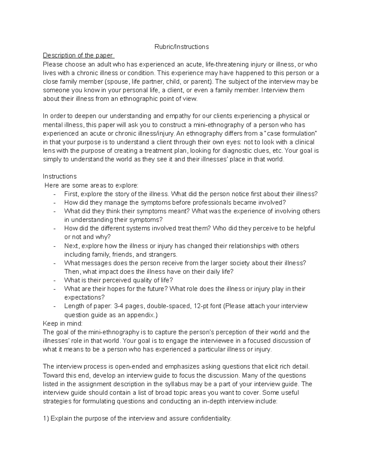 Rubric Instructions - Rubric/Instructions Description of the paper ...