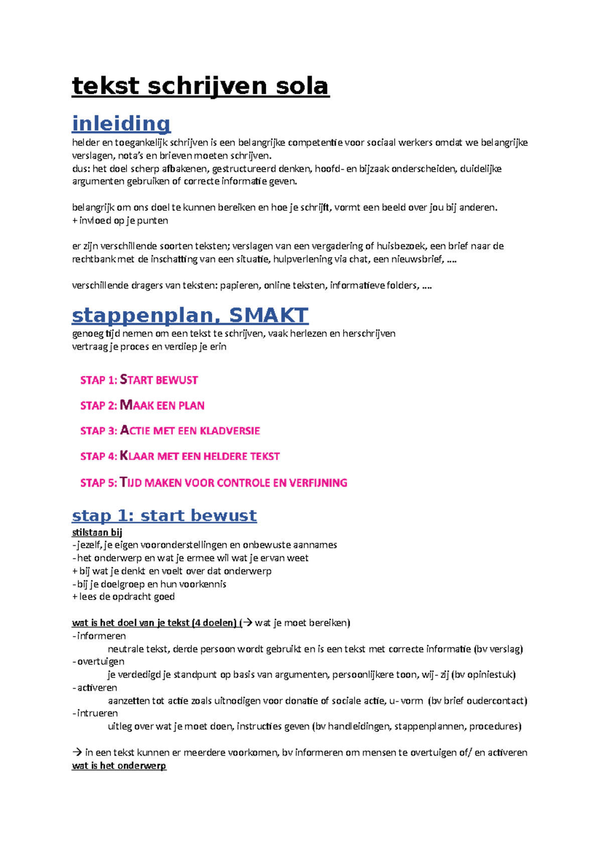 Tekst leren schrijven - tekst schrijven sola inleiding helder en ...