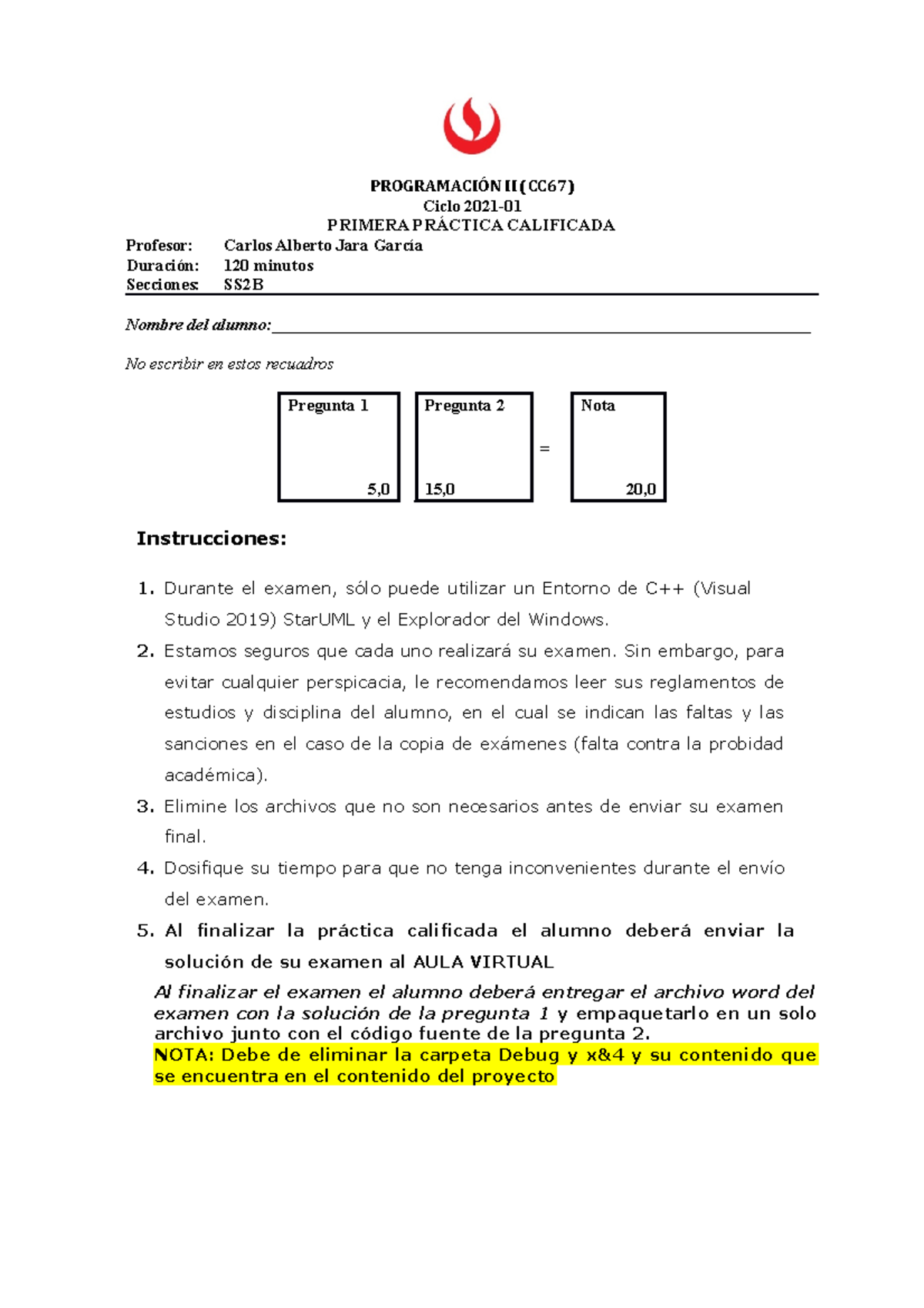 PC1 de Programación 2021-1 para practicar - PROGRAMACIÓN II (CC67 ...