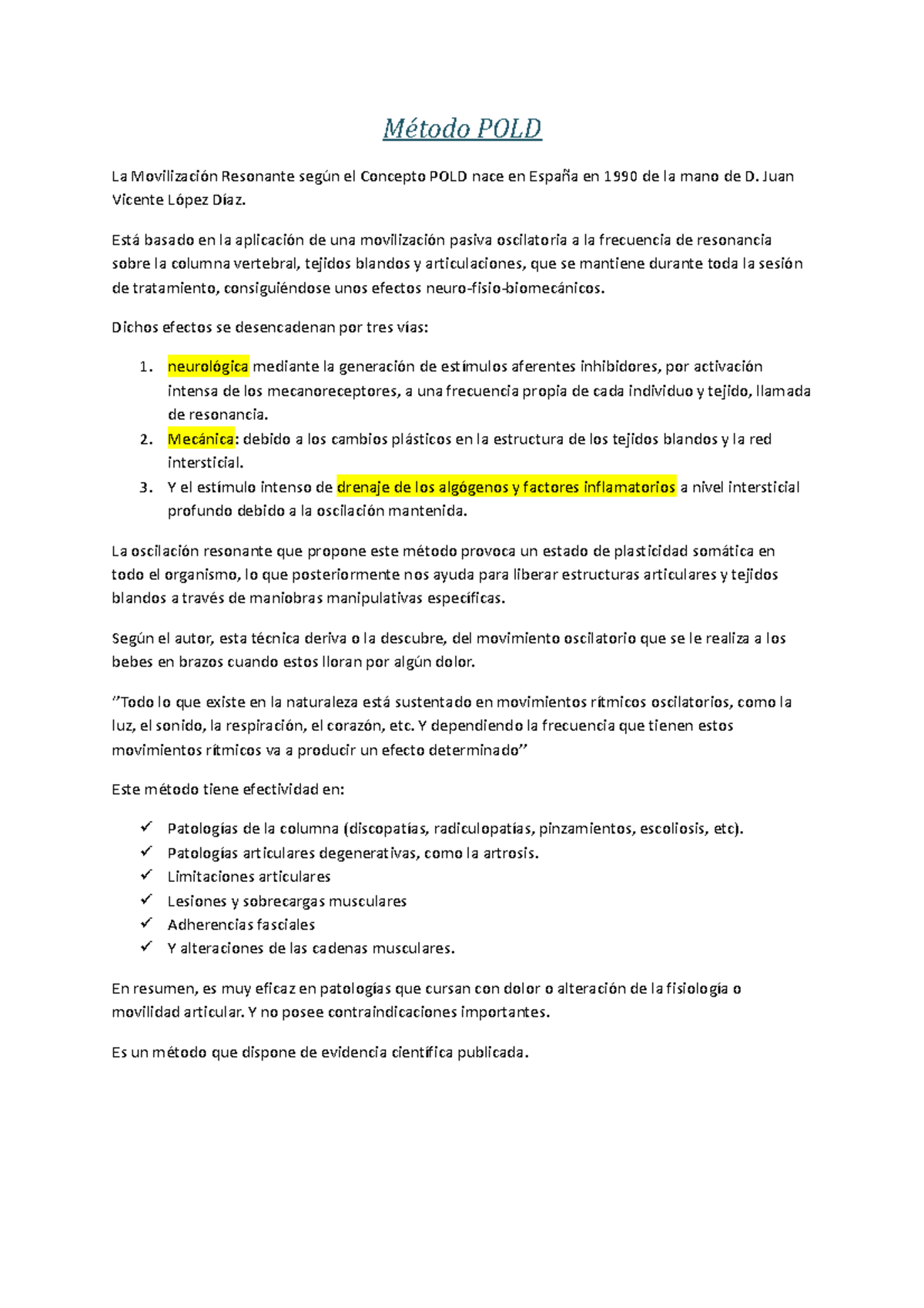 Método POLD - ddd - Método POLD La Movilización Resonante según el ...