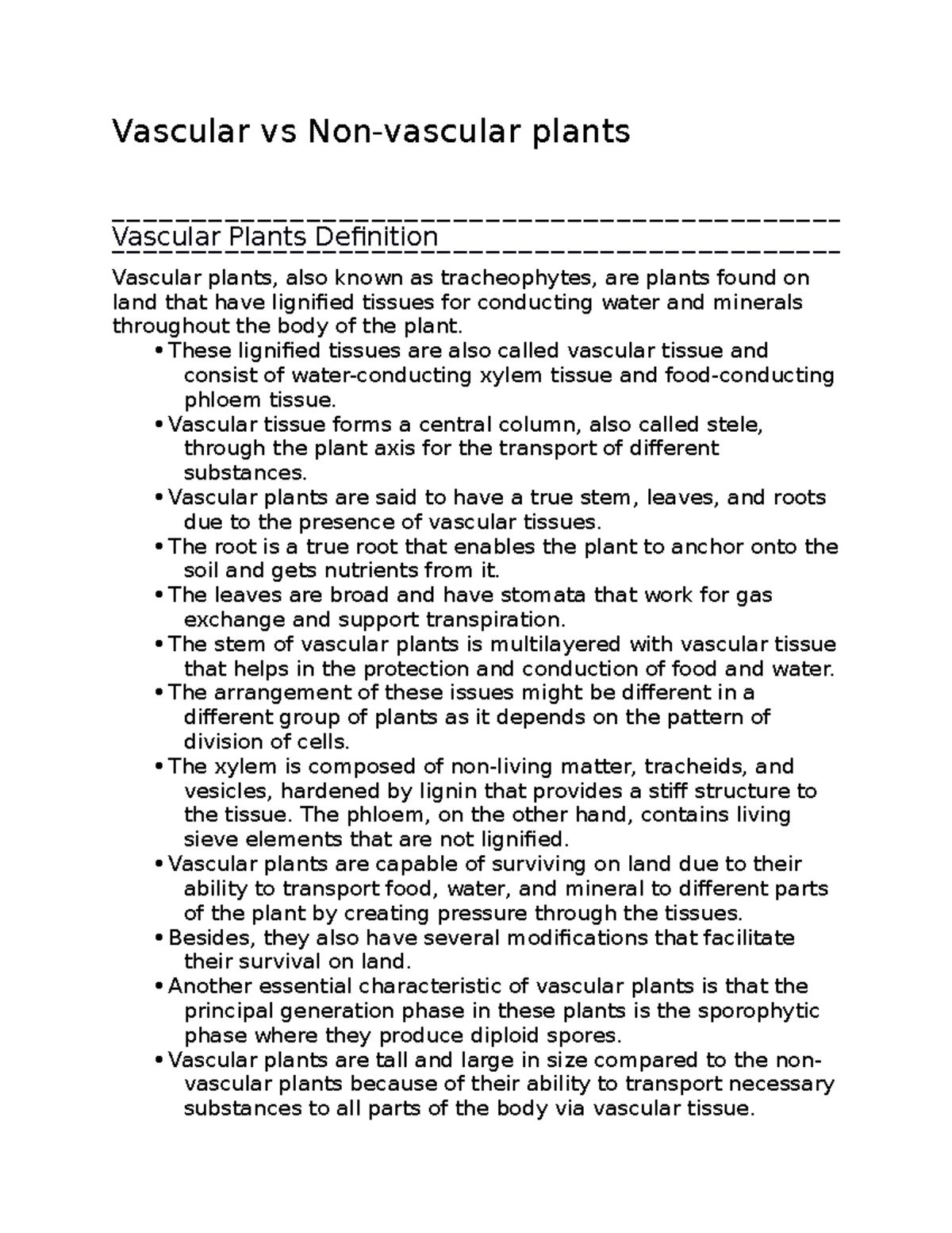Vascular vs Non-vascular plants - Vascular vs Non-vascular plants ...