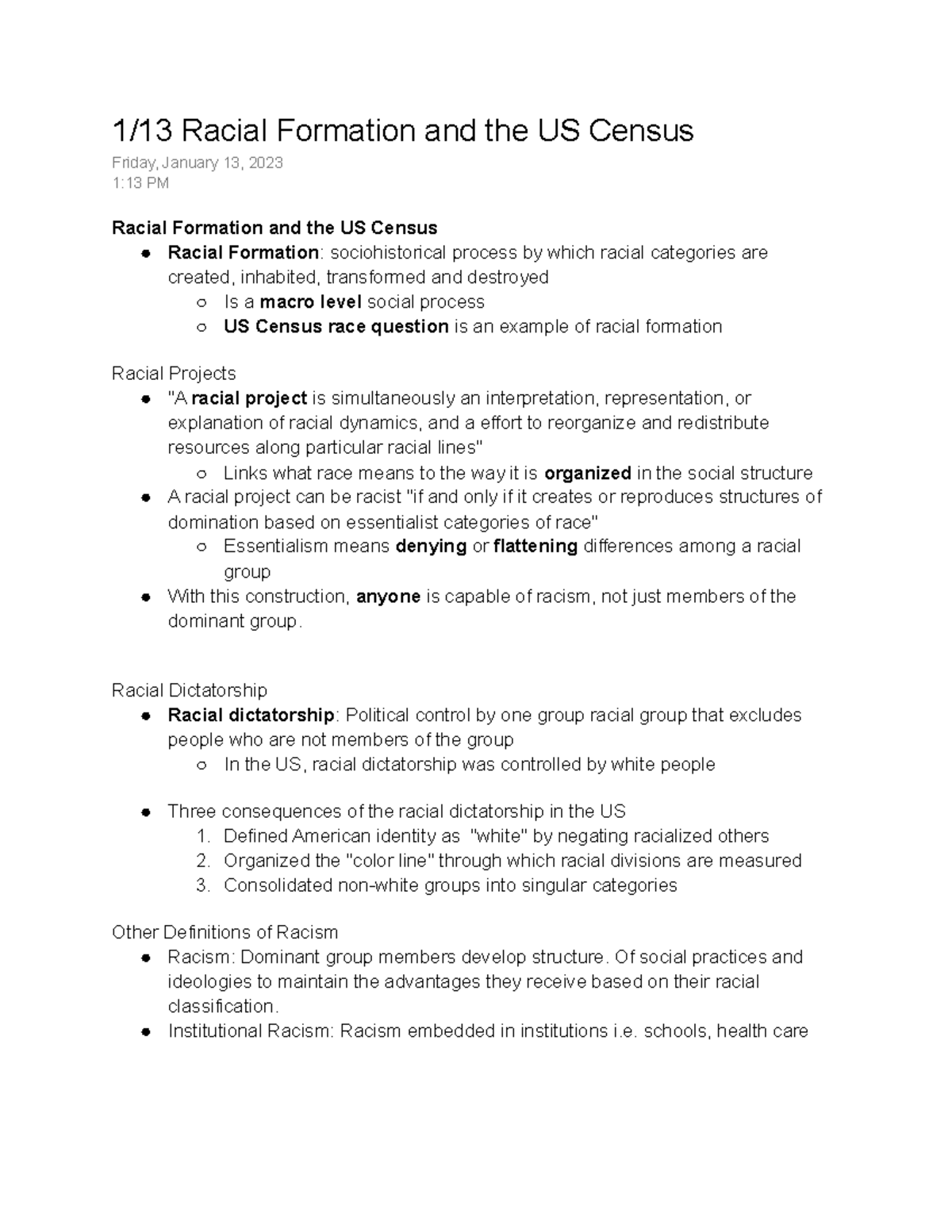1 13 Racial Formation and the US Census - 1/13 Racial Formation and the ...