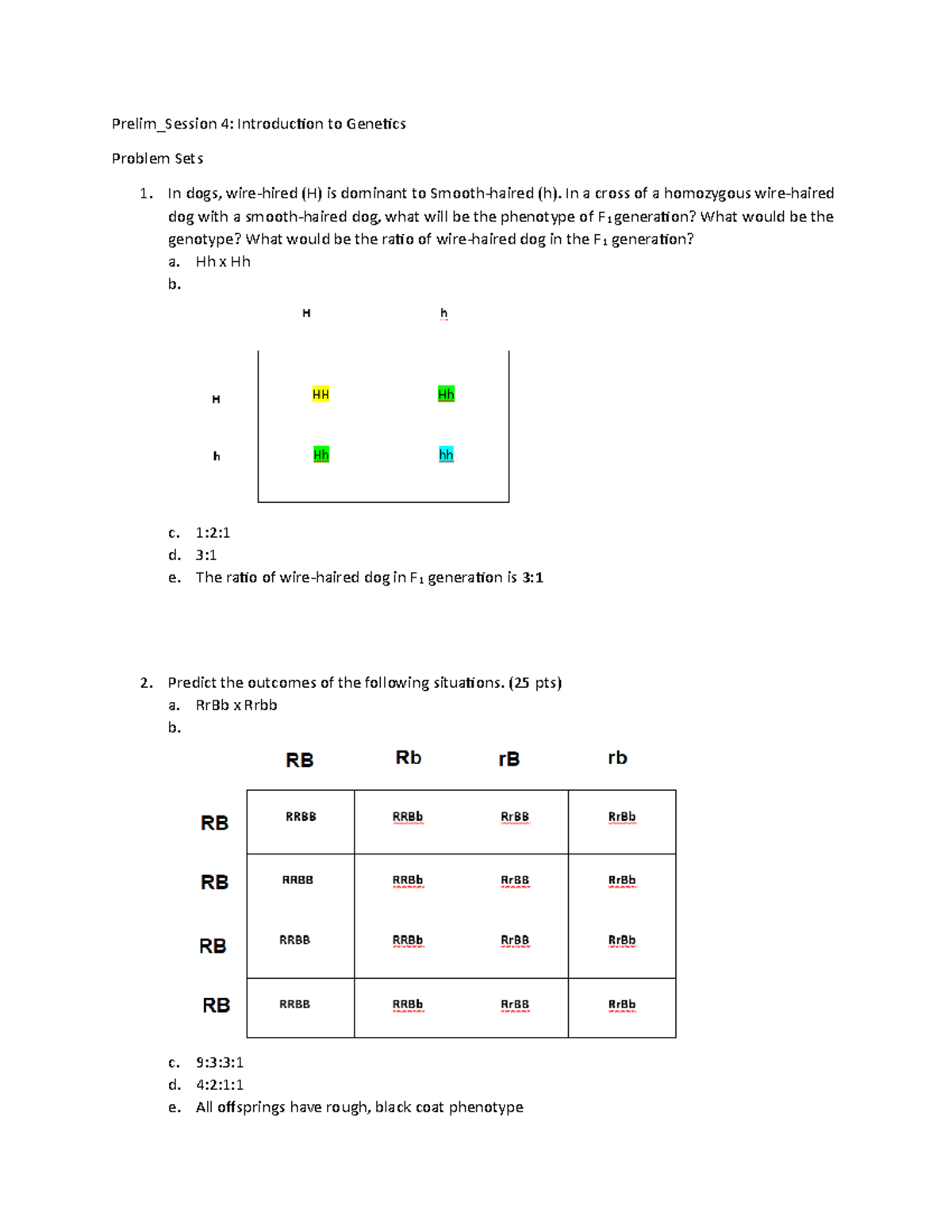 Question and answer - Prelim_Session 4: Introduction to Genetics ...