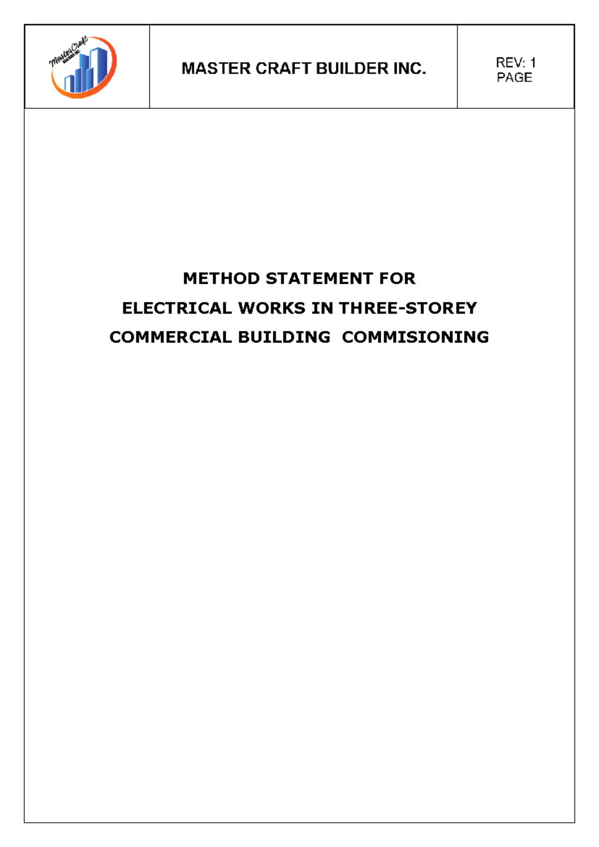 Electrical Commisioning - METHOD STATEMENT FOR ELECTRICAL WORKS IN ...
