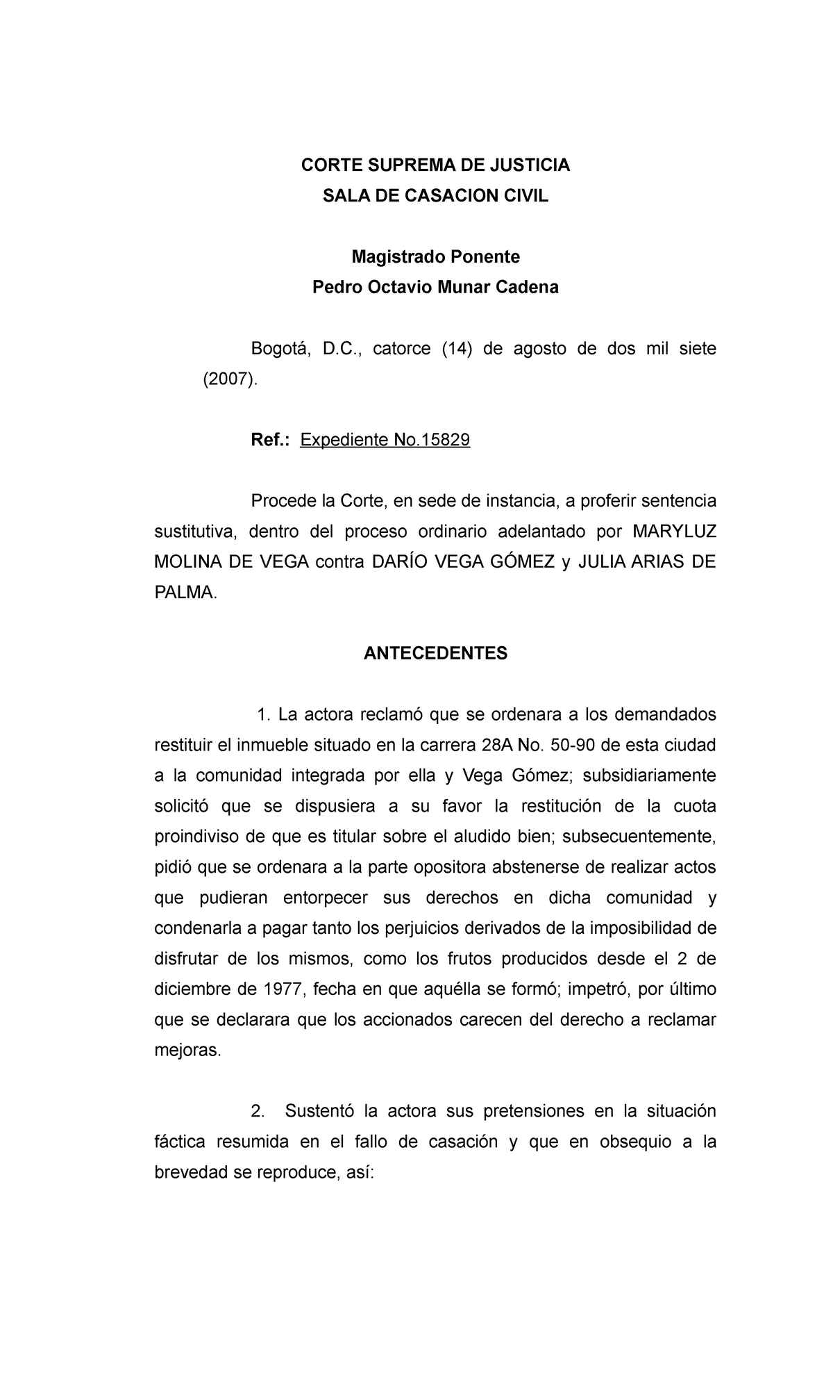 Sentencia Jurisprudencia - CORTE SUPREMA DE JUSTICIA SALA DE CASACION ...