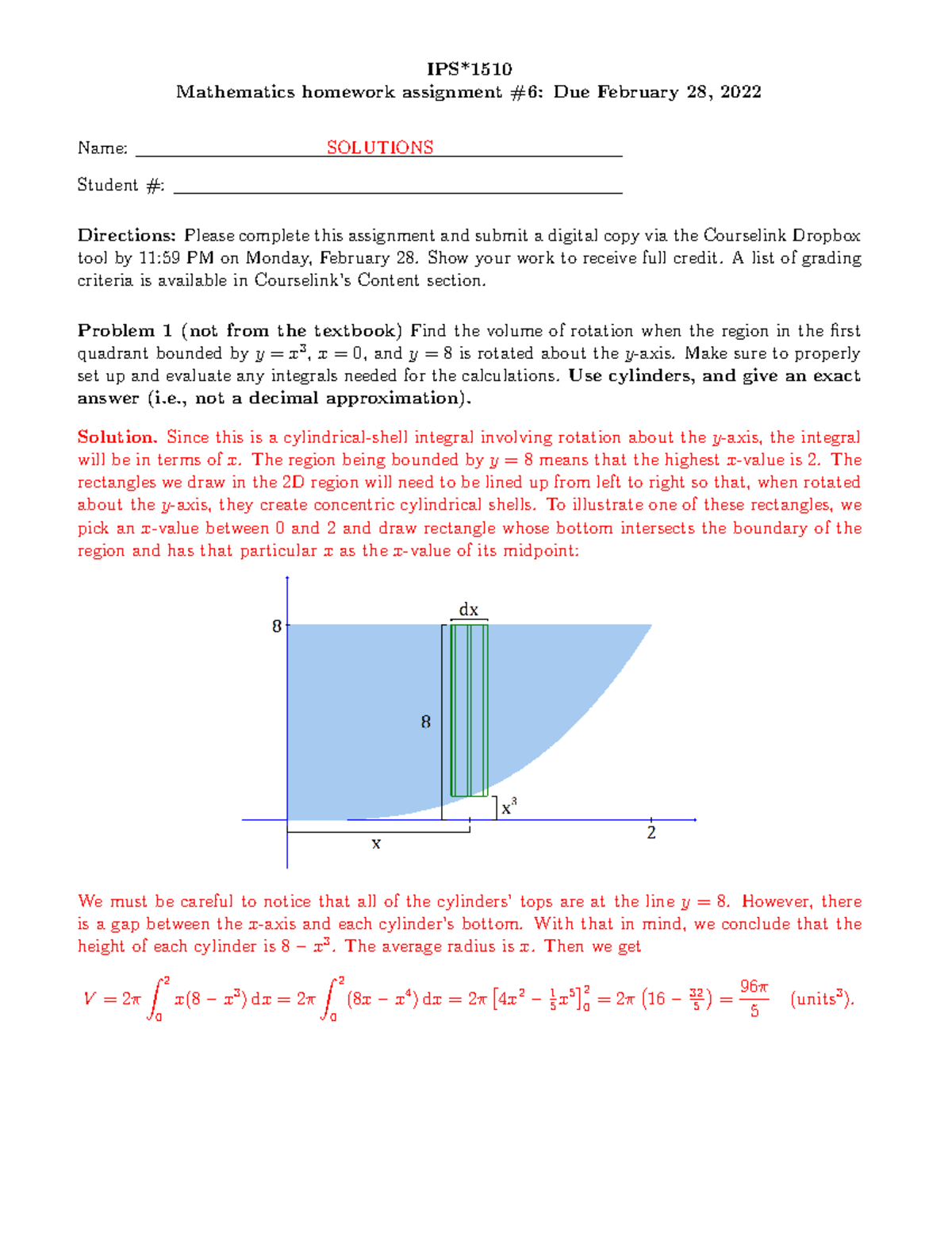 IPS1510 math hw6 solutions - IPS* Mathematics homework assignment #6: Due February 28, 2022 Name ...