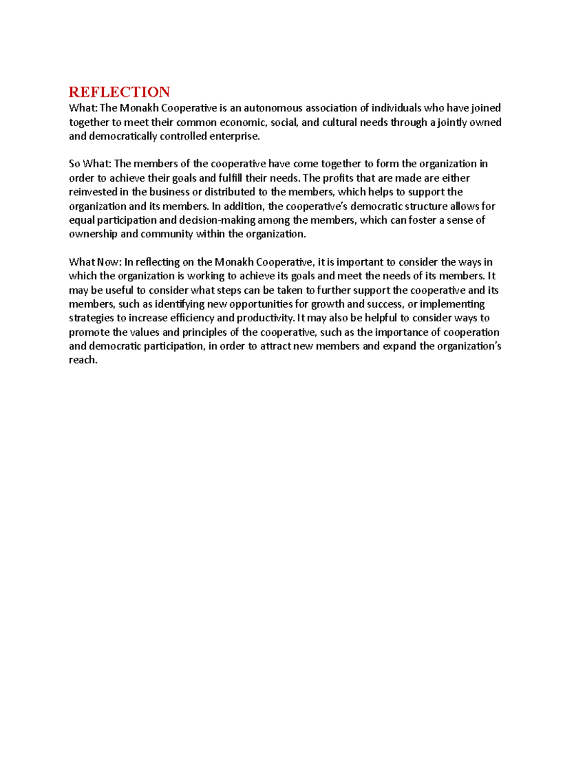 Reflection COM - good - REFLECTION What: The Monakh Cooperative is an ...