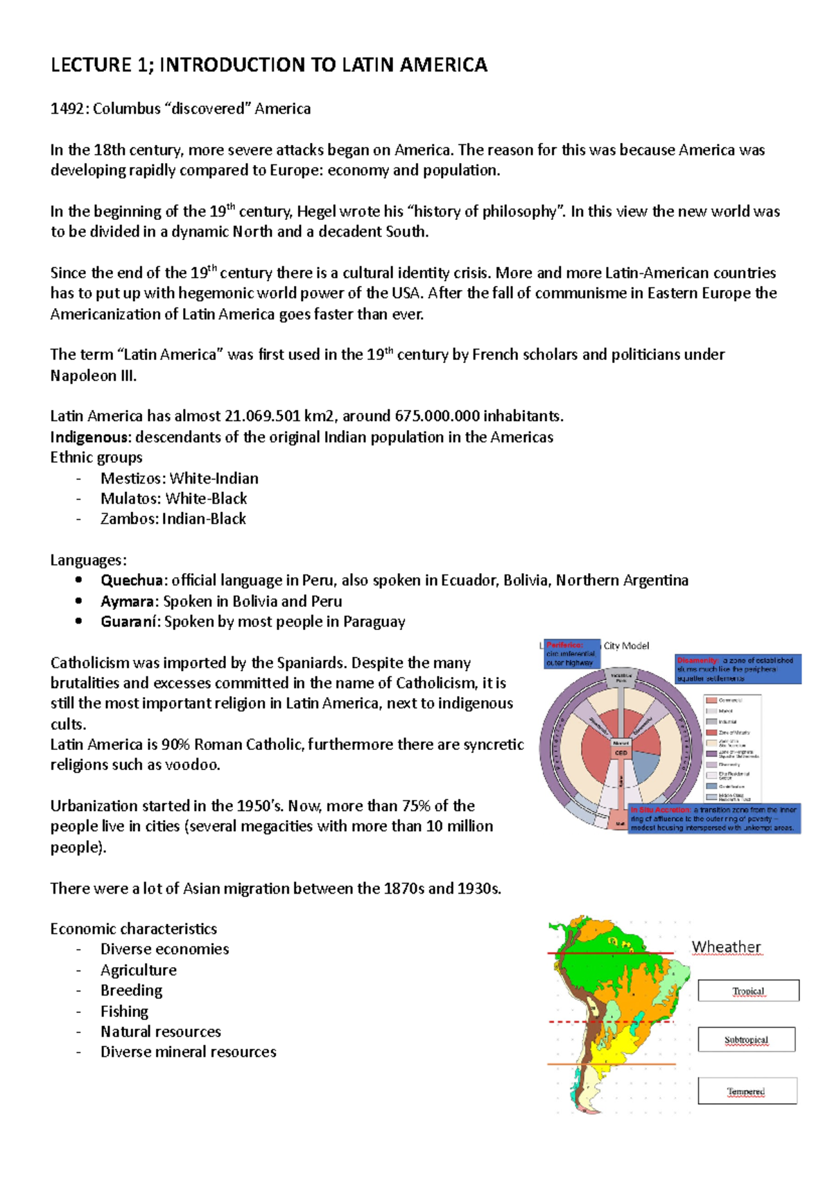 Culture-summary-slides 2 - LECTURE 1; INTRODUCTION TO LATIN AMERICA ...