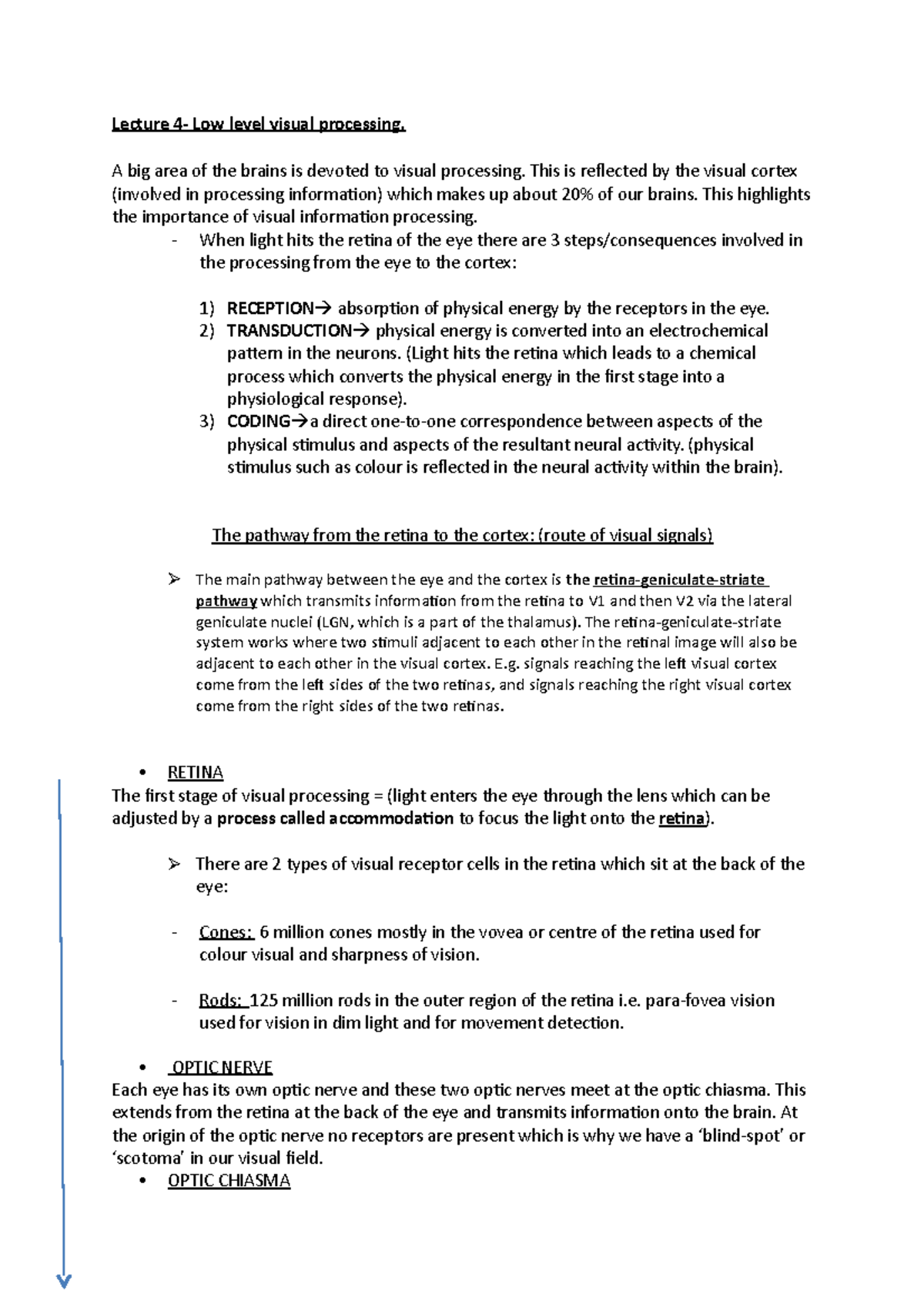 Psychology - Perception and Attention - Lecture 4 - Lecture Low level ...